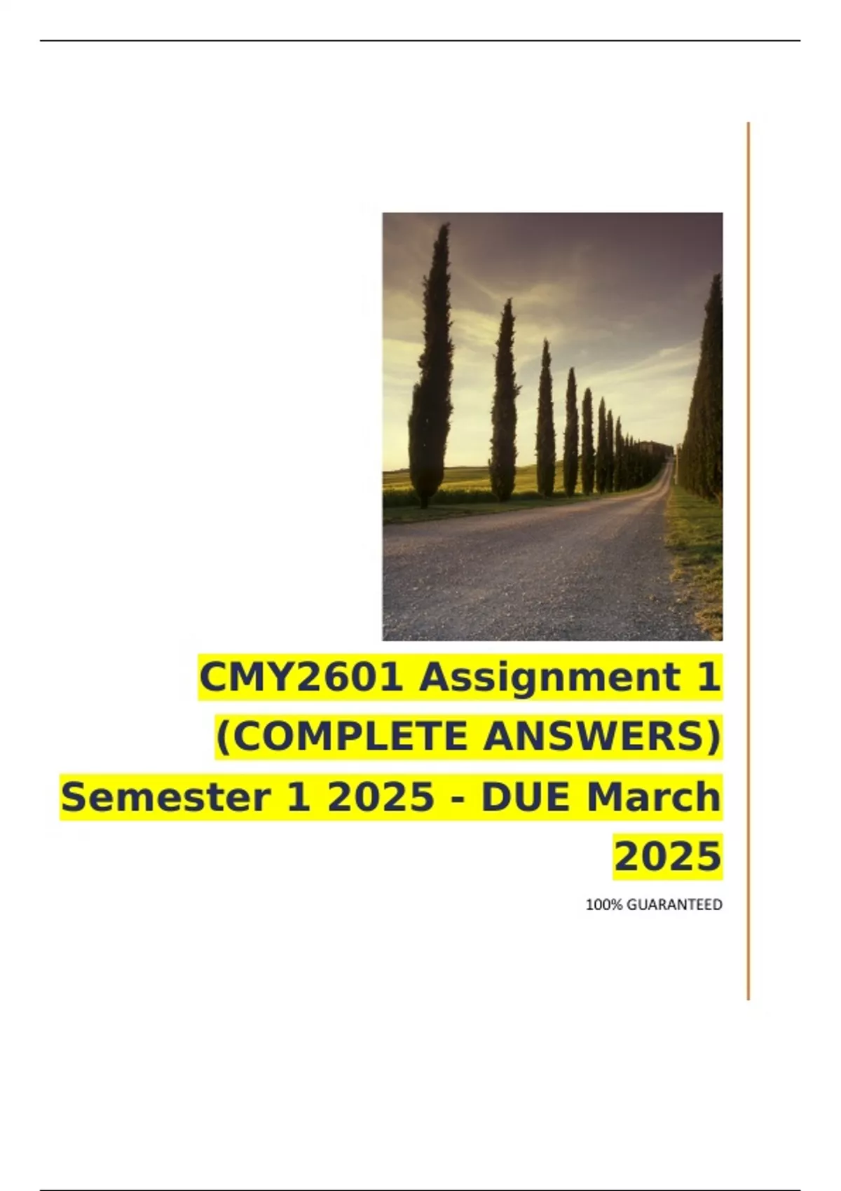 CMY2601 Assignment 1 (COMPLETE ANSWERS) Semester 1 2025 - DUE March ...