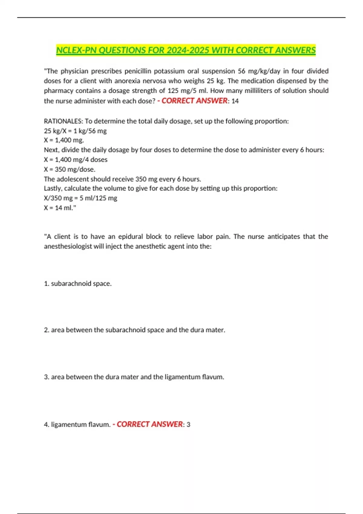 NCLEX-PN QUESTIONS FOR WITH CORRECT ANSWERS - Nclex pn - Stuvia US