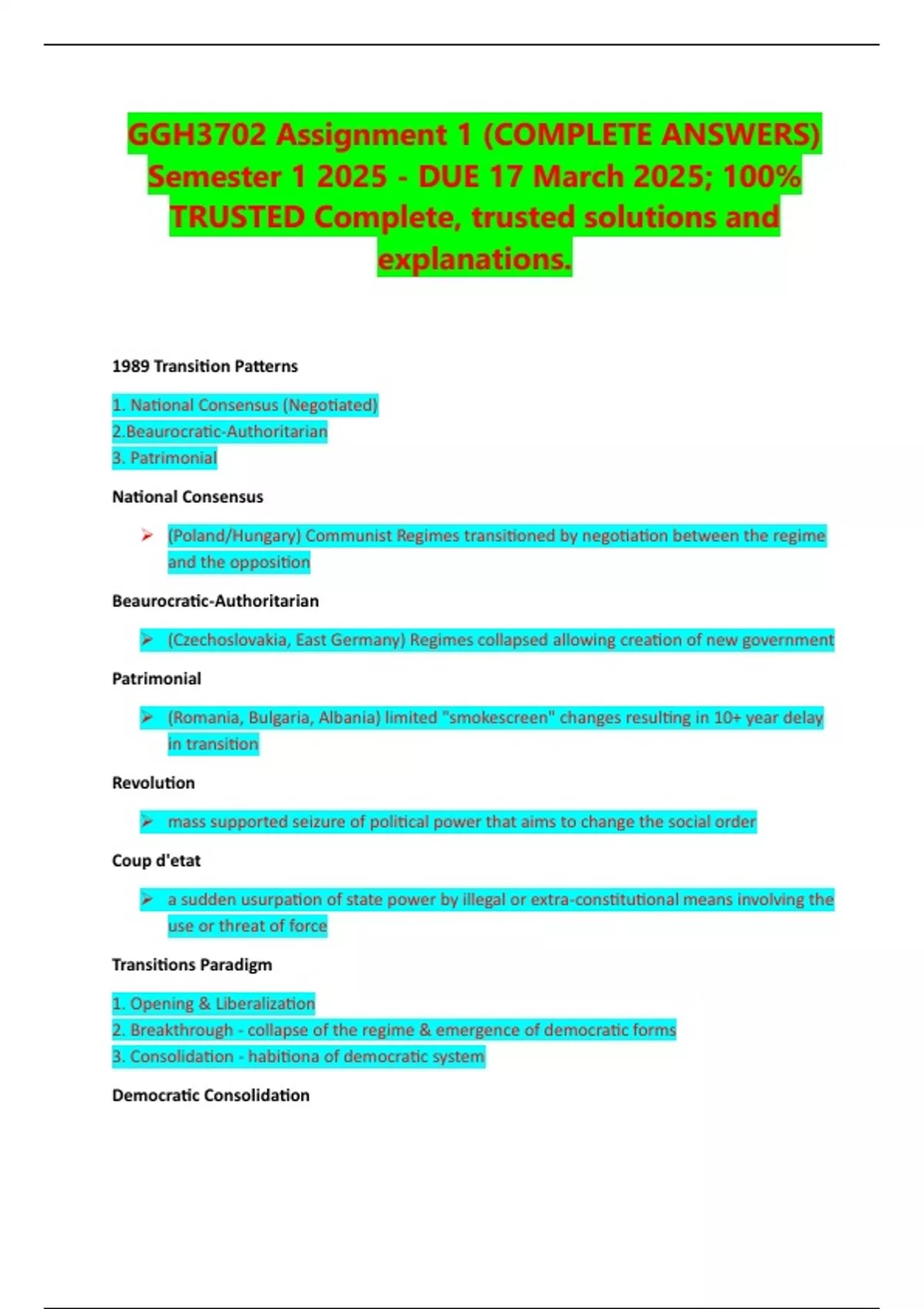 GGH3702 Assignment 1 (COMPLETE ANSWERS) Semester 1 2025 - DUE 17 March ...