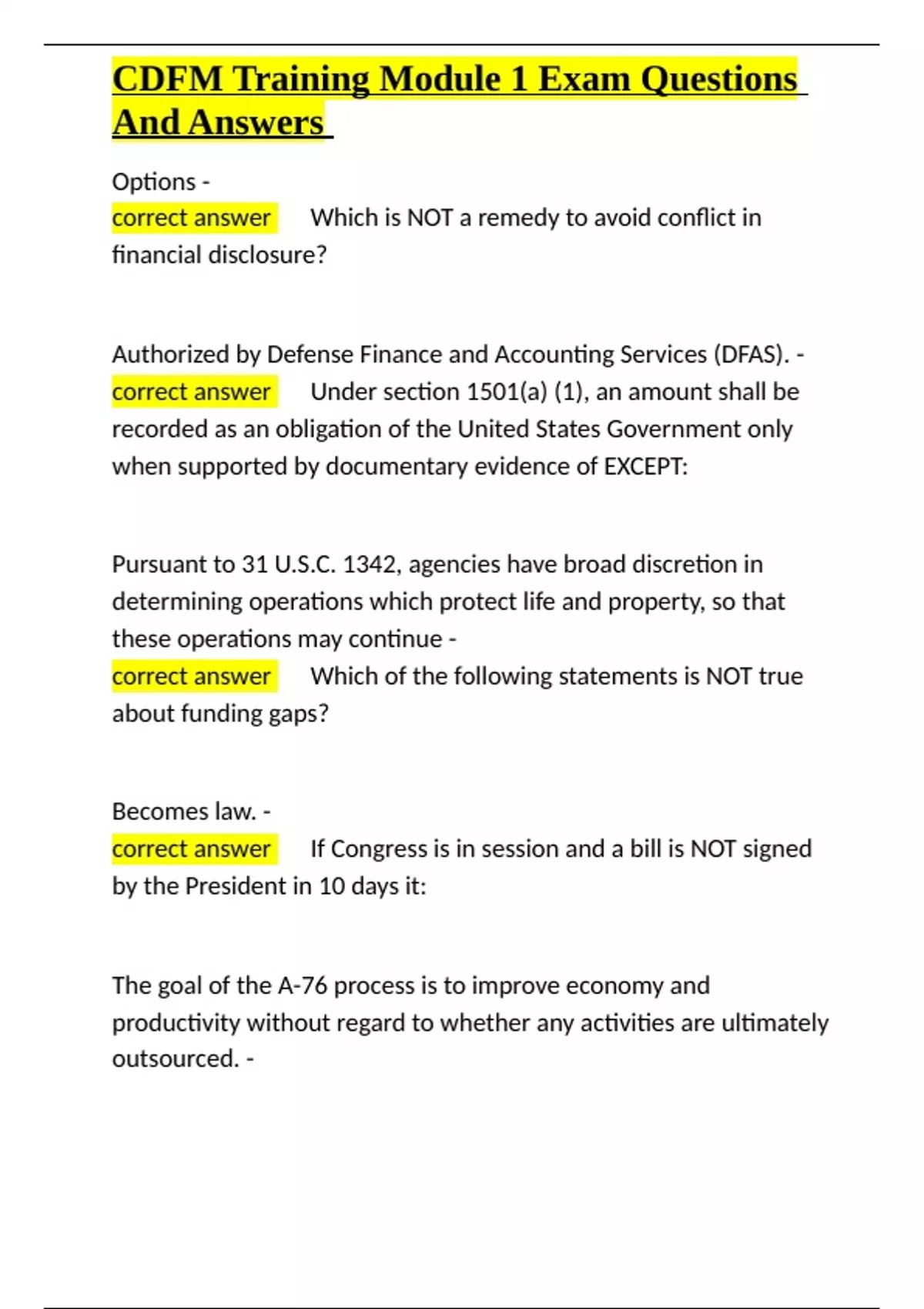 CDFM Training Module 1 Exam Questions And Answers.docx - CDFM ...