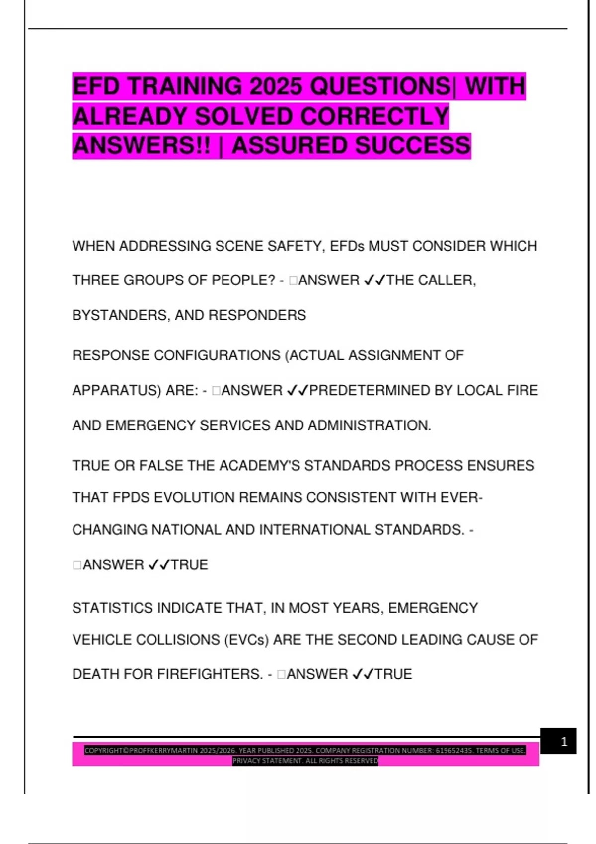 EFD TRAINING 2025 QUESTIONS| WITH ALREADY SOLVED CORRECTLY ANSWERS ...