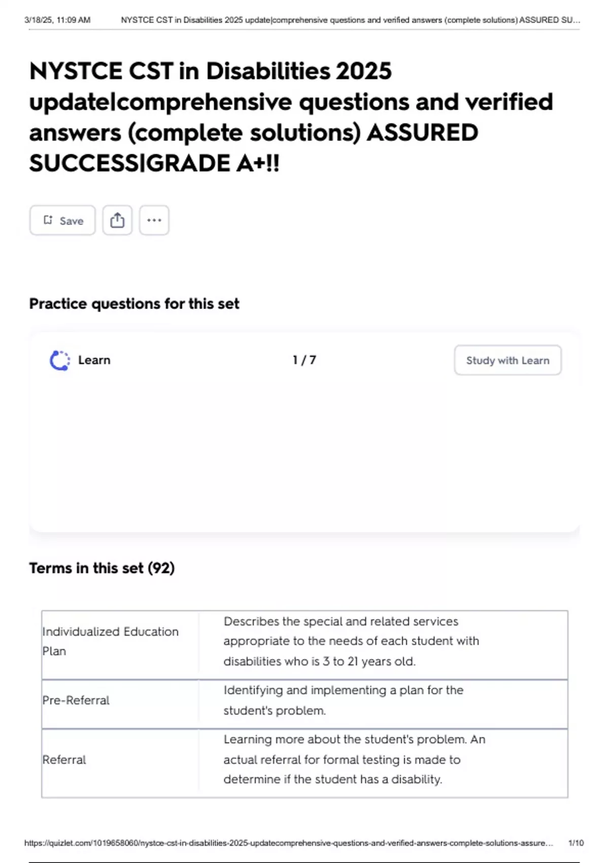 NYSTCE CST in Disabilities 2025 update|comprehensive questions and ...