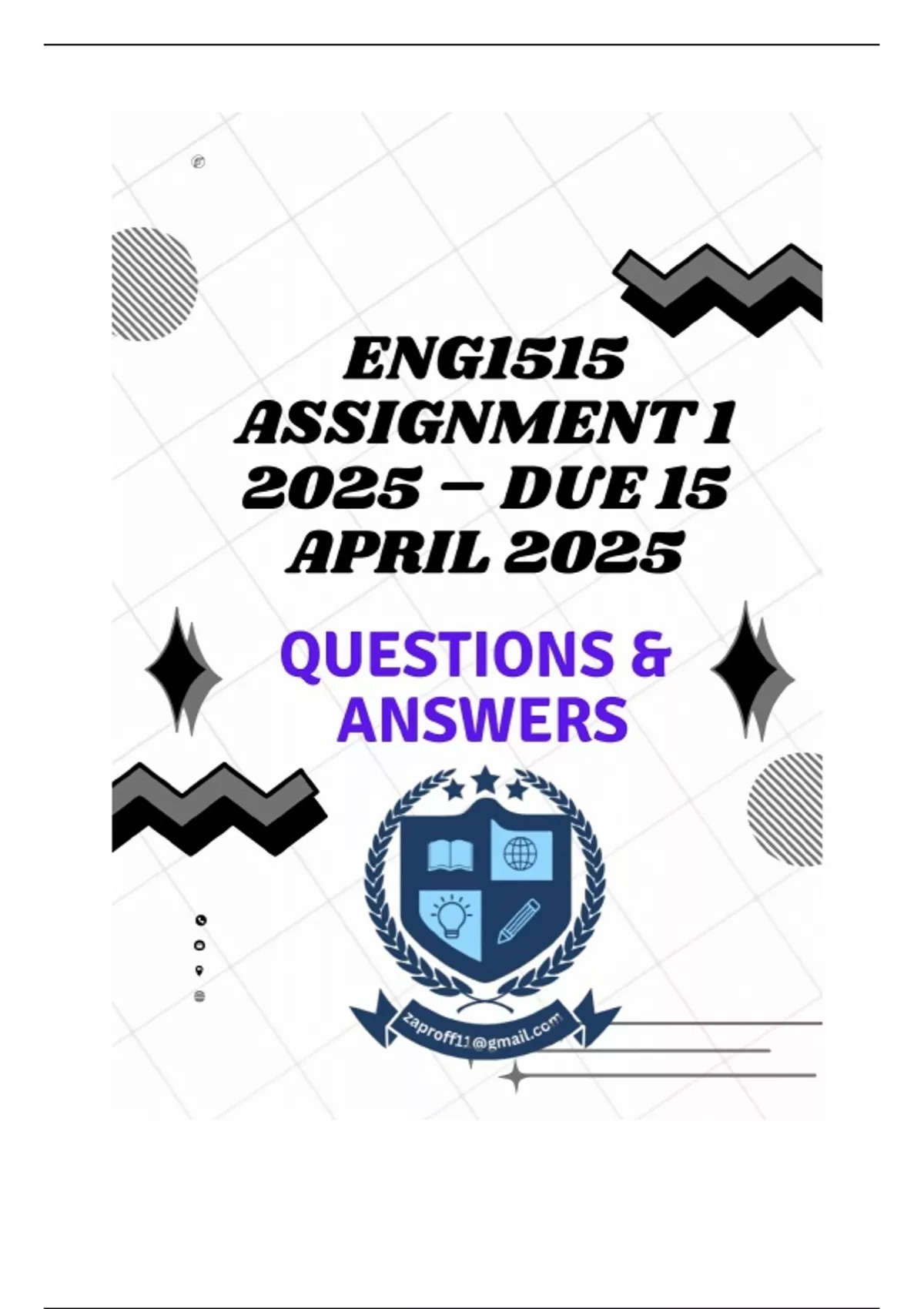 ENG1515 ASSIGNMENT 1 2025 – DUE 15 APRIL 2025 - ENG1515 (ENG1515 ...