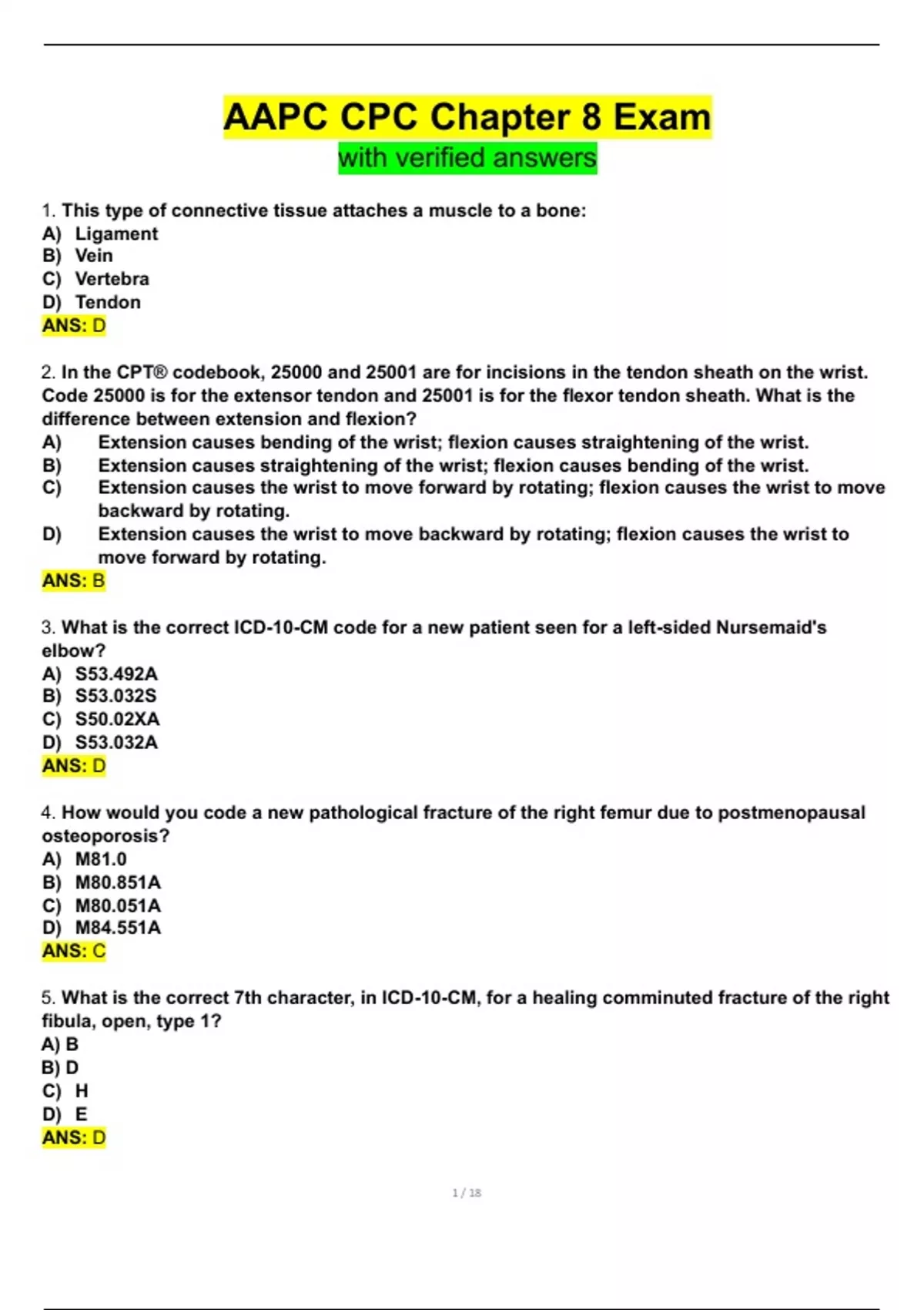 AAPC CPC Chapter 8 exam /spring 2025 /latest with verified answers ...