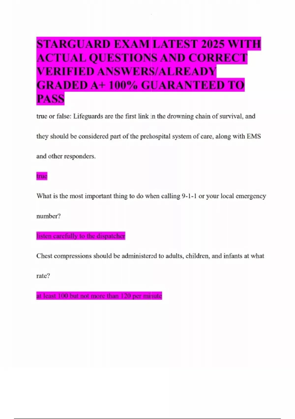 STARGUARD EXAM LATEST 2025 WITH ACTUAL QUESTIONS AND CORRECT VERIFIED ...