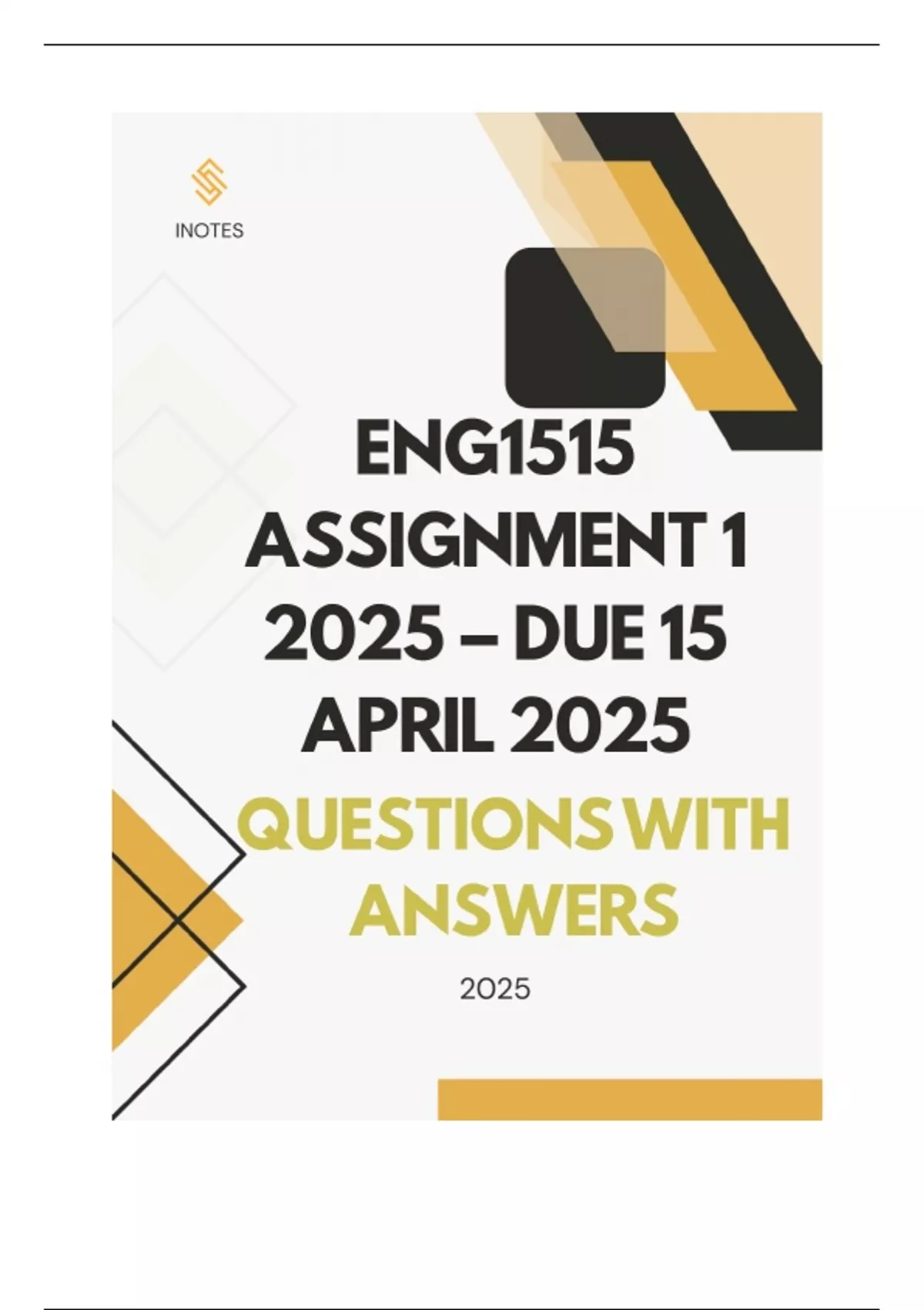 ENG1515 ASSIGNMENT 2 2025 – DUE 17 JUNE 2025 - ENG1515 (ENG1515 ...