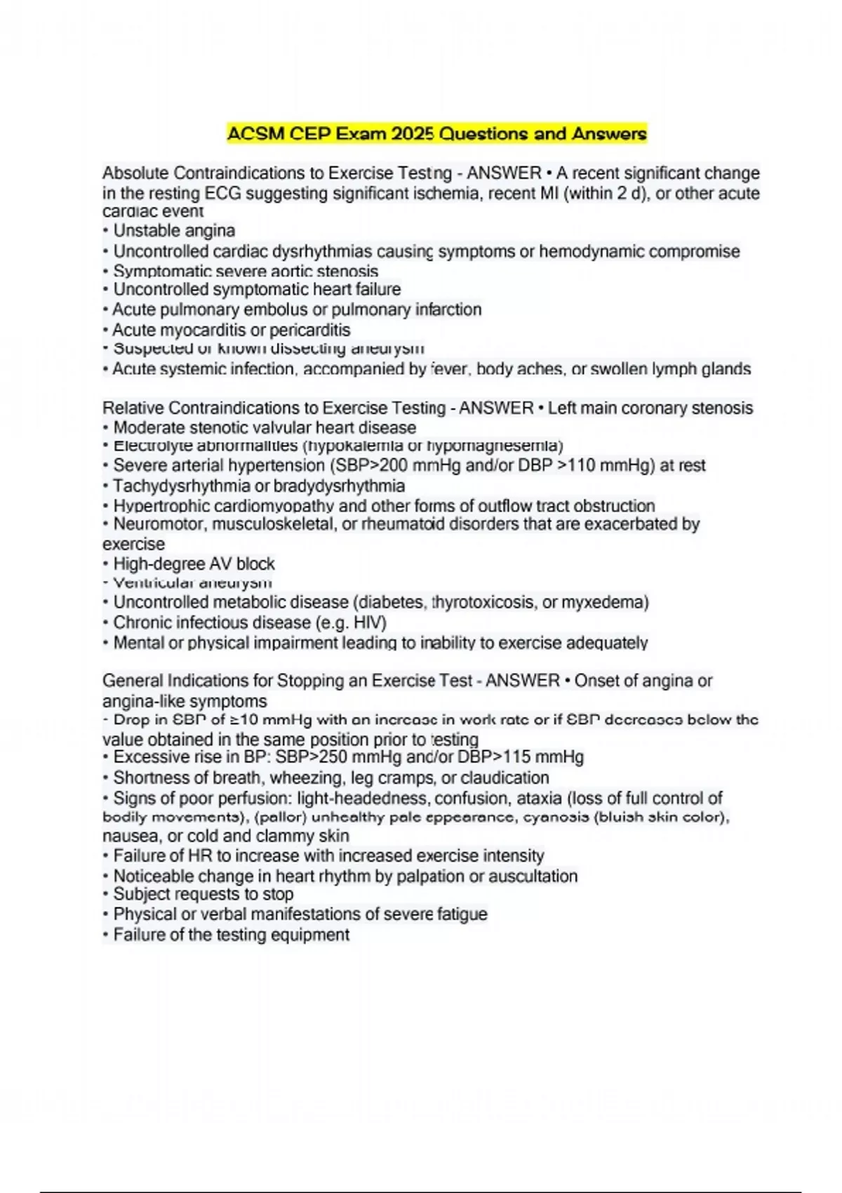 ACSM CEP Exam 2025 Questions and Answers - ACSM CEP - Stuvia US