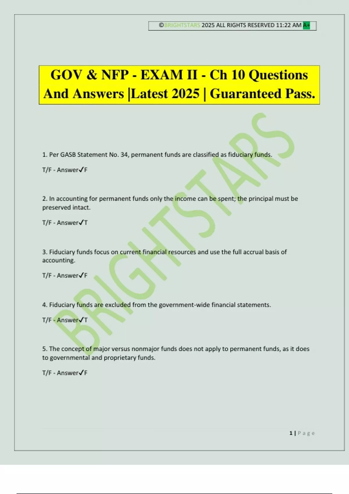 GOV & NFP - EXAM II - Ch 10 Questions And Answers |Latest 2025 ...