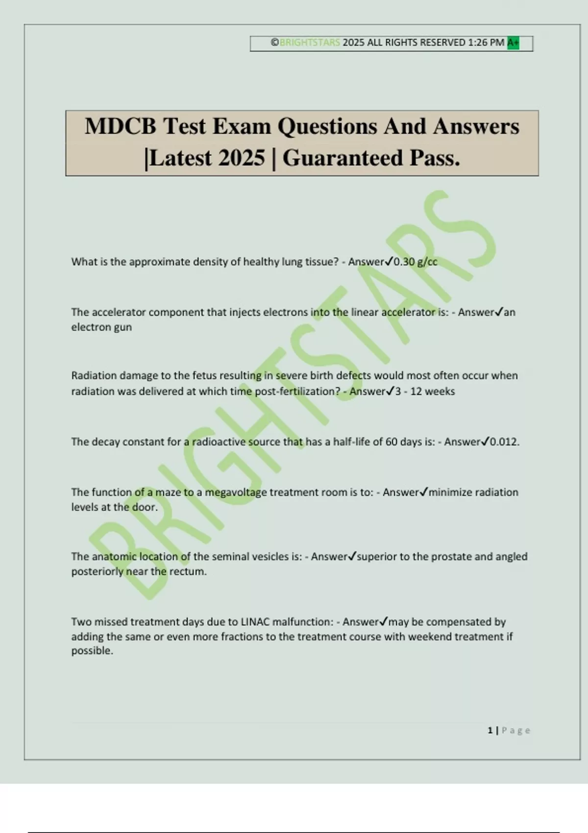 MDCB Test Exam Questions And Answers |Latest 2025 | Guaranteed Pass ...