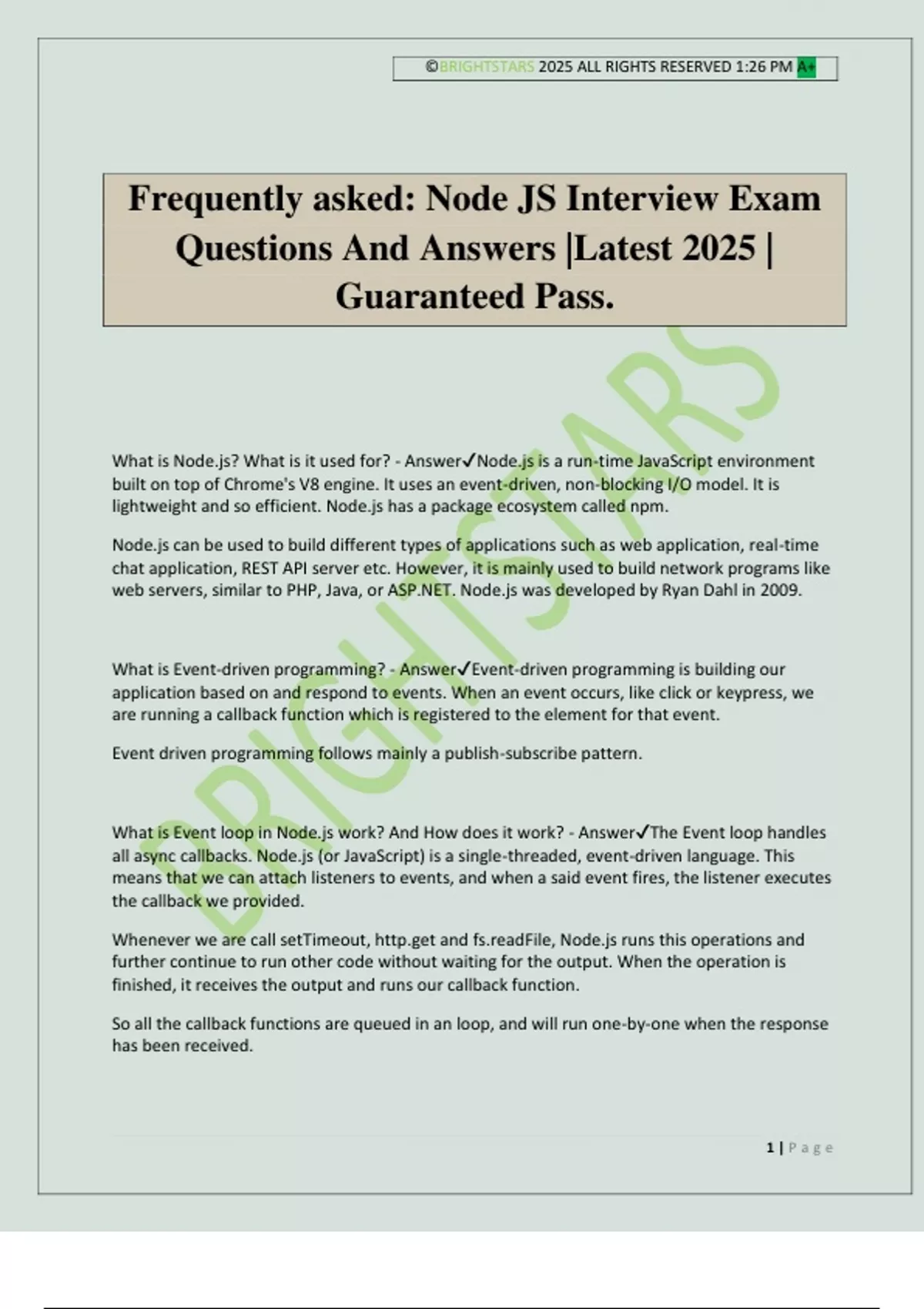 Frequently asked: Node JS Interview Exam Questions And Answers |Latest ...