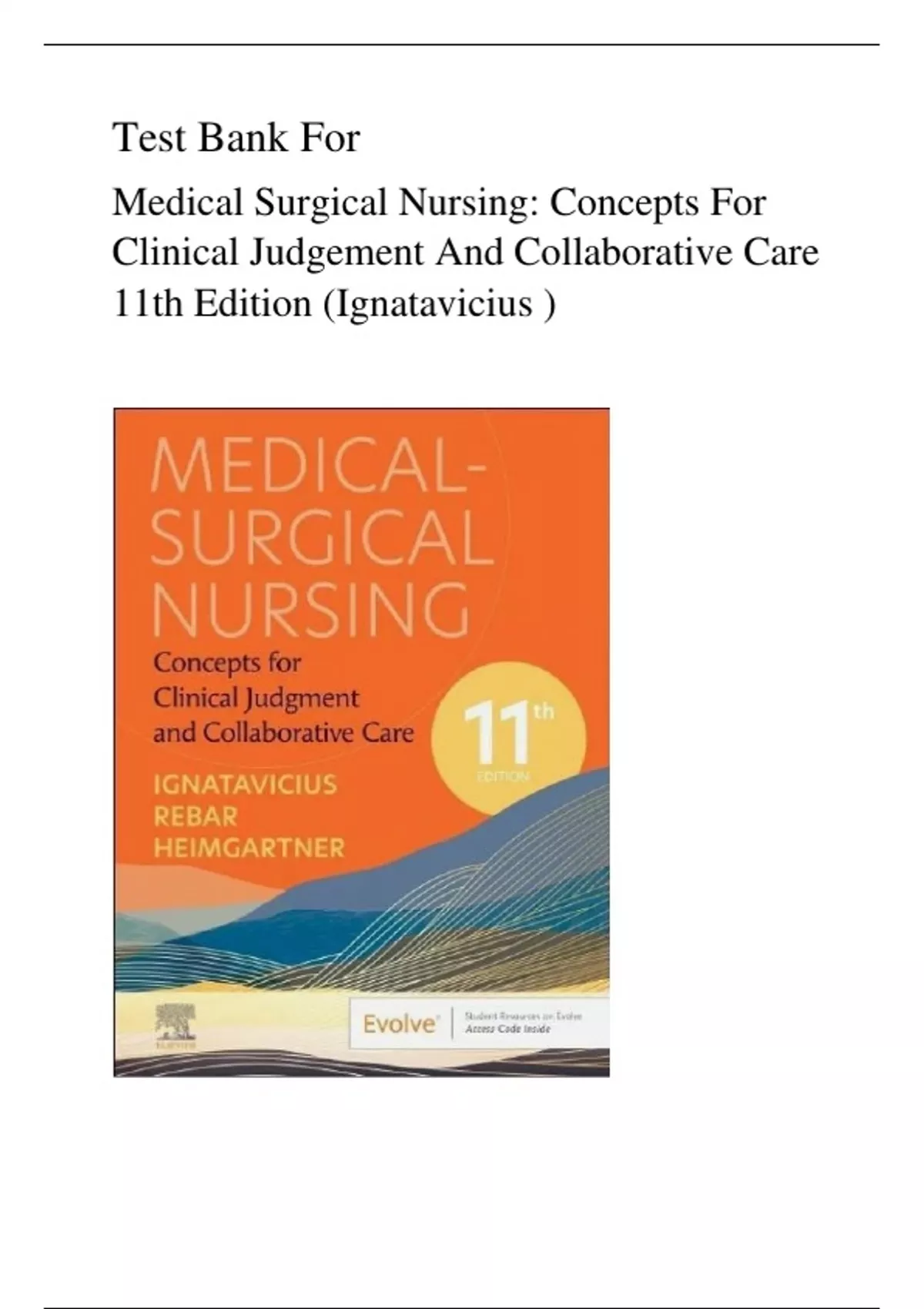 TEST BANK -MEDICAL-SURGICAL NURSING: CONCEPTS FOR INTERPROFESSIONAL ...