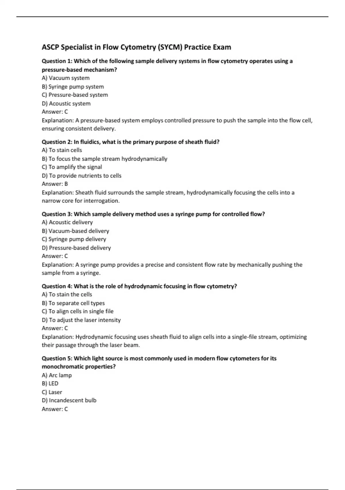 ASCP Specialist in Flow Cytometry (SYCM) Practice Exam - Computers ...