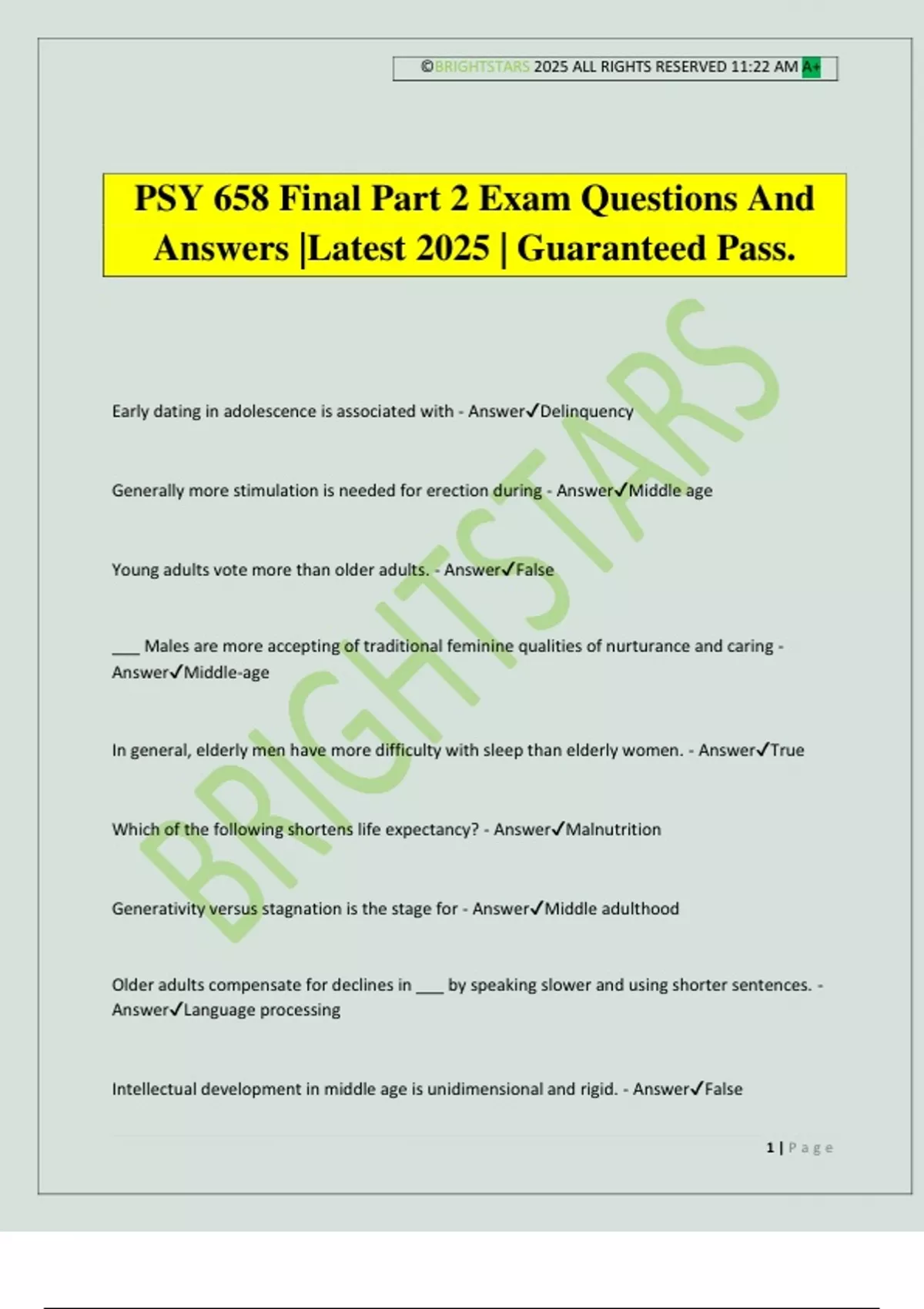 PSY 658 Final Part 2 Exam Questions And Answers |Latest 2025 ...