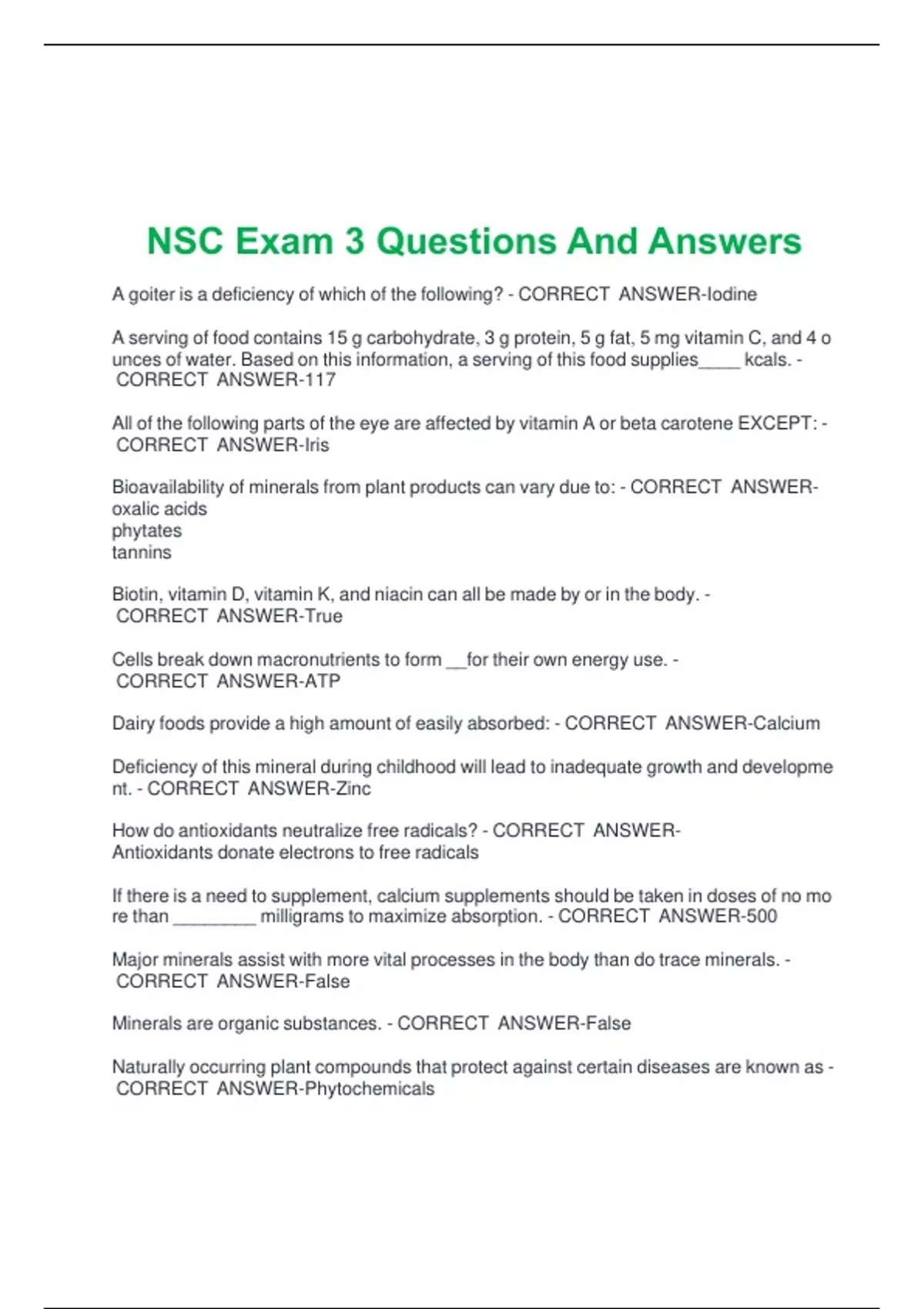 NSC Exam 3 Questions And Answers - NSC 3 - Stuvia US