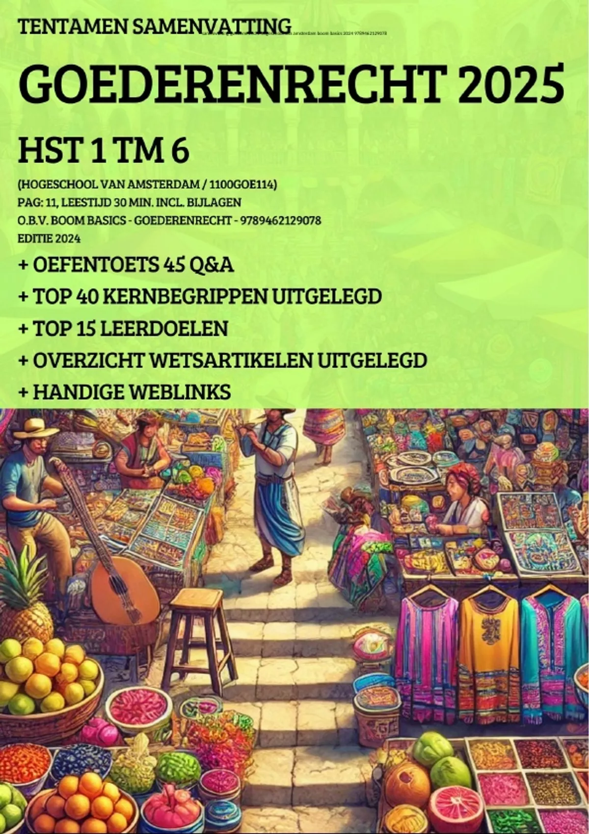 Tentamen samenvatting GOEDERENRECHT HVA 2025 - HST 1 tm 6 Boom Basics 2024 + oefentoets ...
