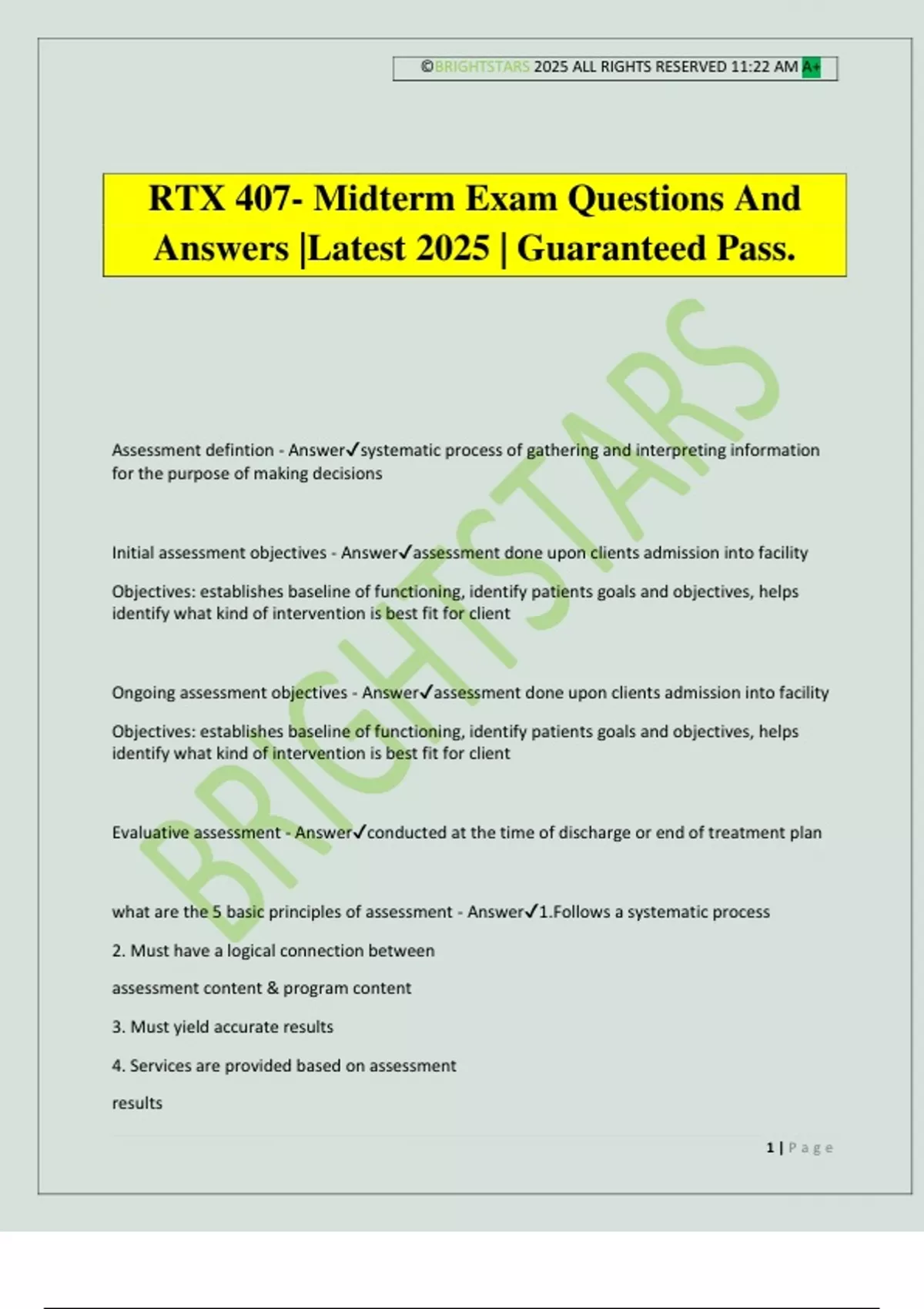 RTX 407- Midterm Exam Questions And Answers |Latest 2025 | Guaranteed ...