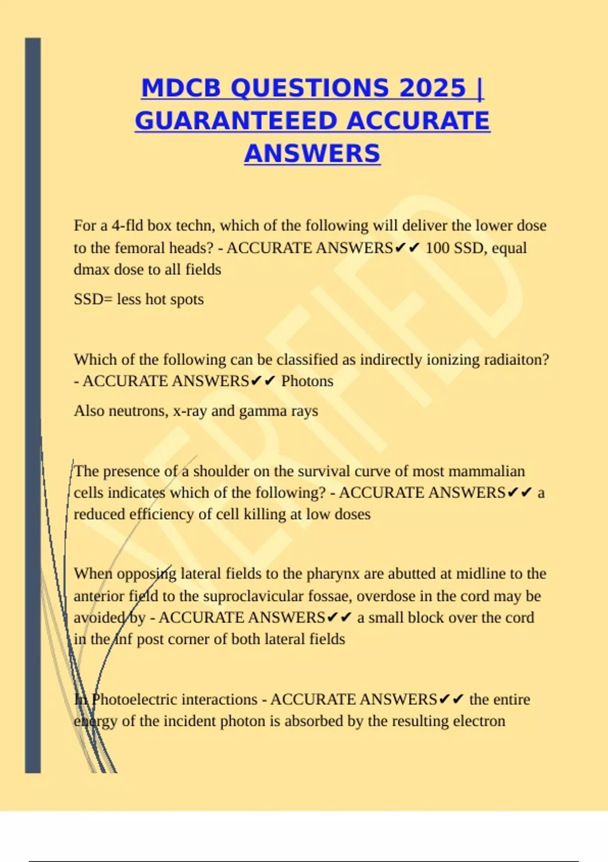 MDCB QUESTIONS 2025 |GUARANTEEED ACCURATE ANSWERS - MDCB - Stuvia US