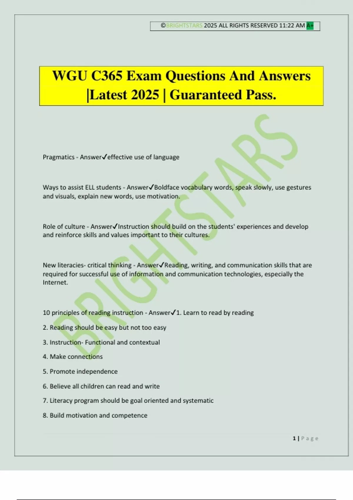 WGU C365 Exam Questions And Answers |Latest 2025 | Guaranteed Pass ...