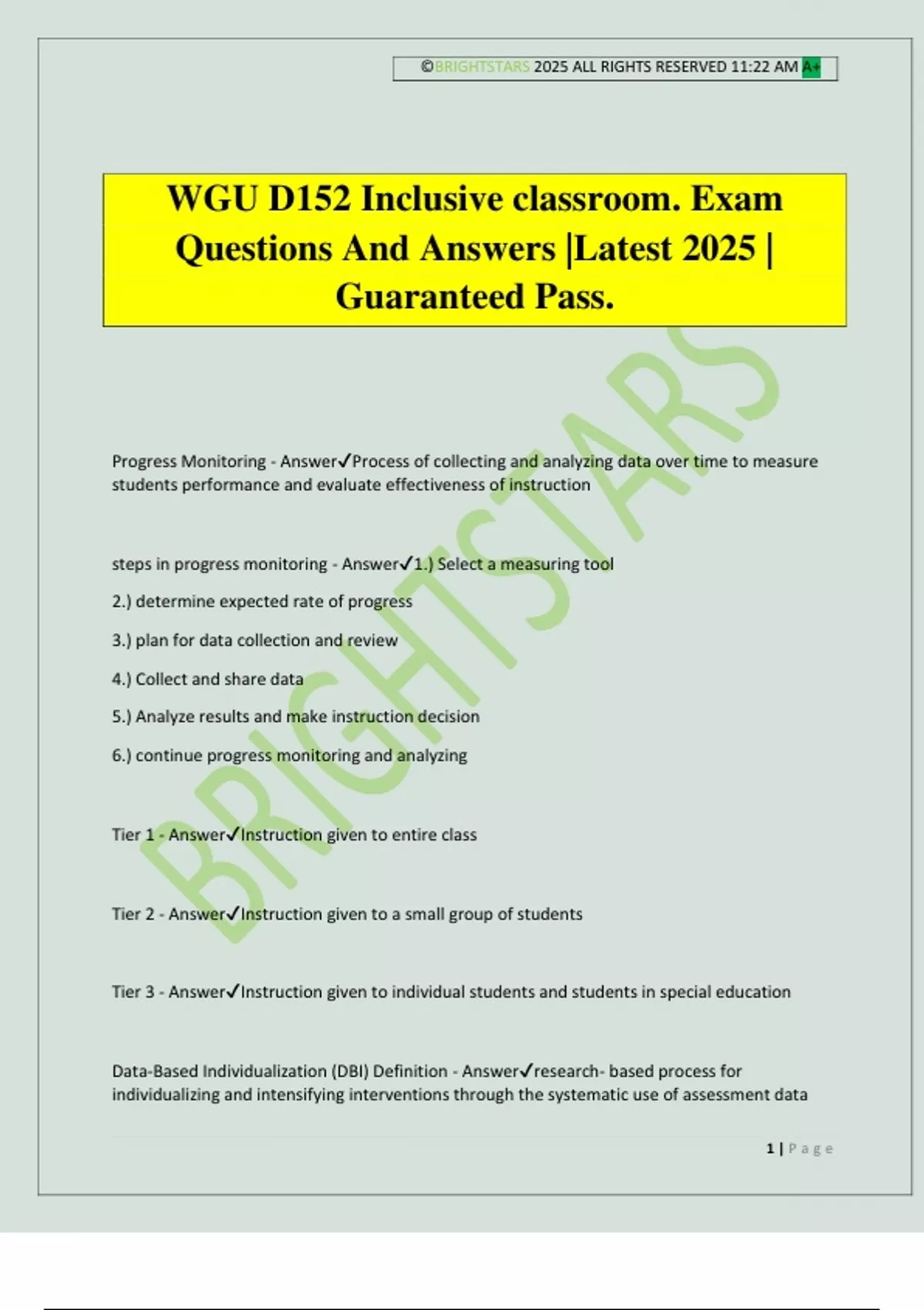WGU D152 Inclusive classroom. Exam Questions And Answers |Latest 2025 ...