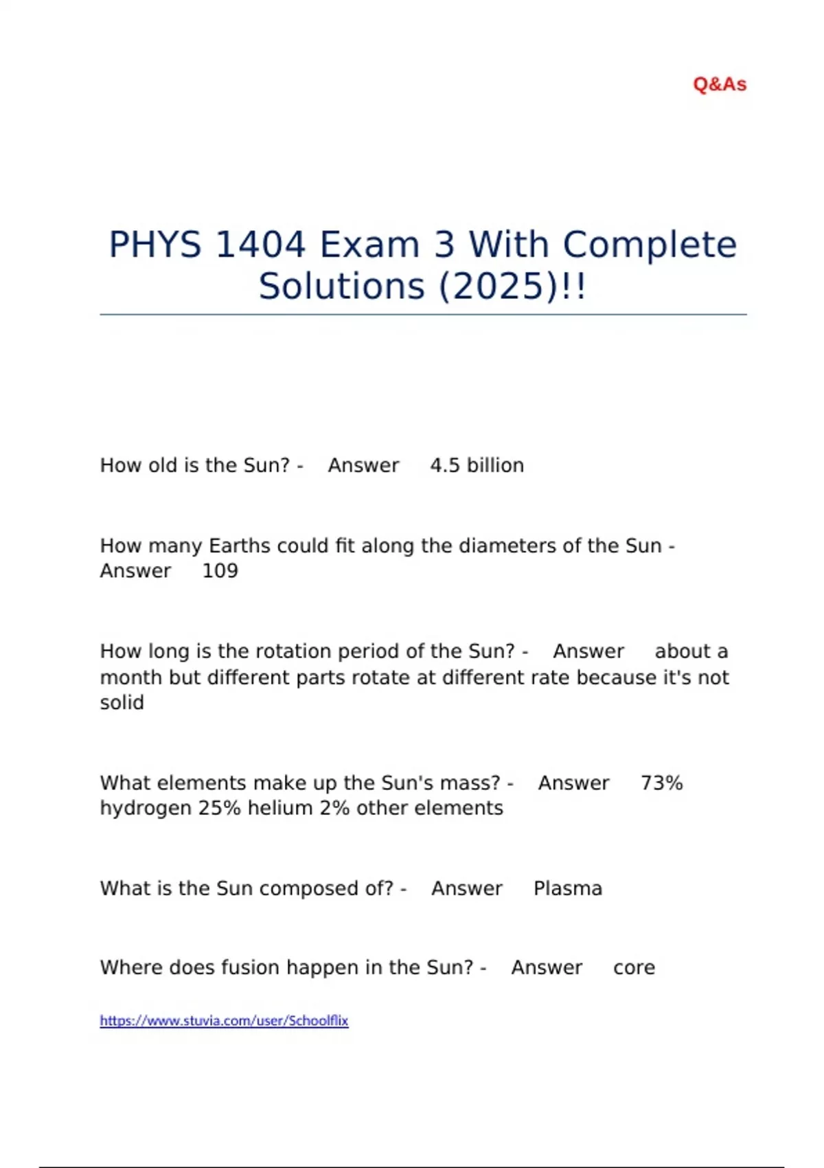 PHYS 1404 Exam 3 With Complete Solutions (2025)!! - PHYS 1404 - Stuvia US