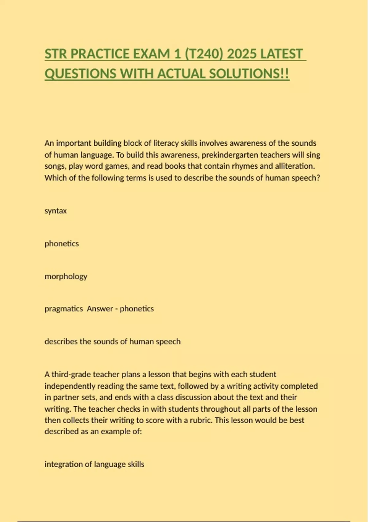 STR PRACTICE EXAM 1 (T240) 2025 LATEST QUESTIONS WITH ACTUAL SOLUTIONS ...