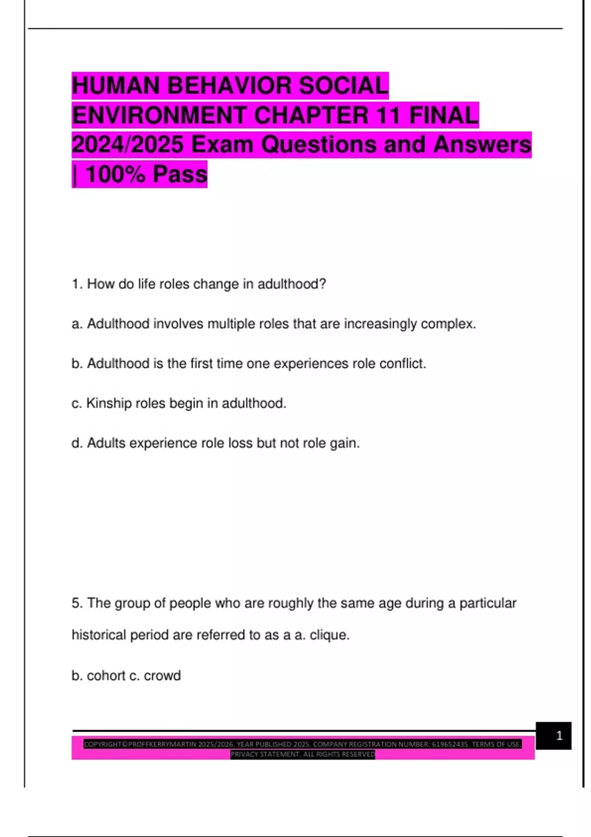 HUMAN BEHAVIOR SOCIAL ENVIRONMENT CHAPTER 11 FINAL 2024/2025 Exam ...