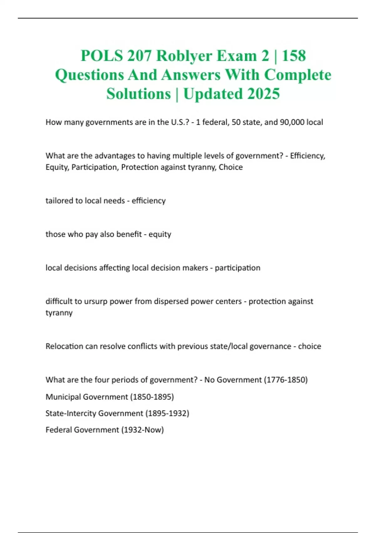 POLS 207 Roblyer Exam 2 | 158 Questions And Answers With Complete ...