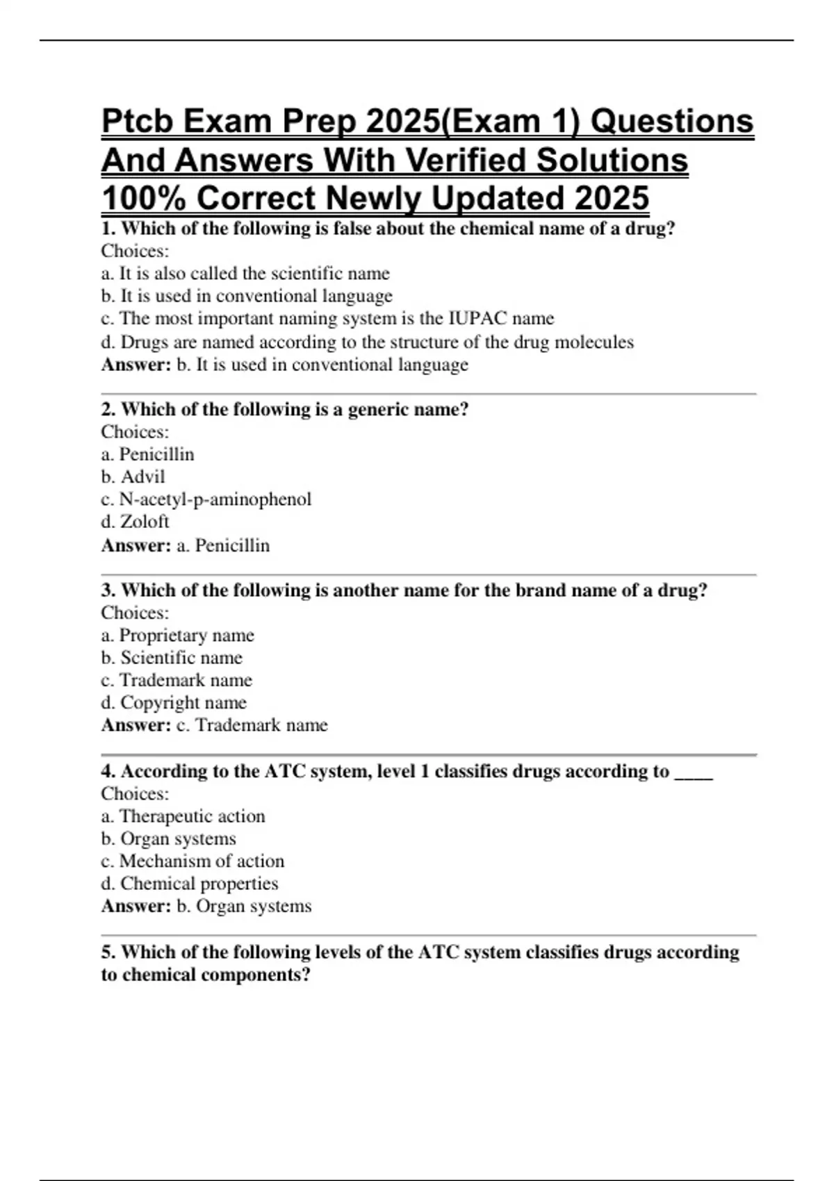 Ptcb Exam Prep 2025(Exam 1) Questions And Answers With Verified ...