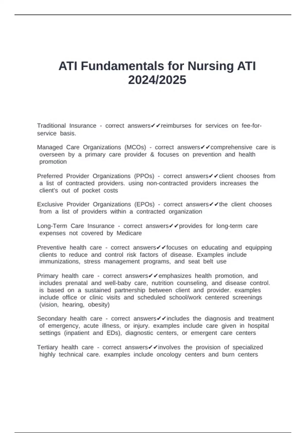 ATI Fundamentals for Nursing ATI 2024/2025 - ATI Fundamentals for ...