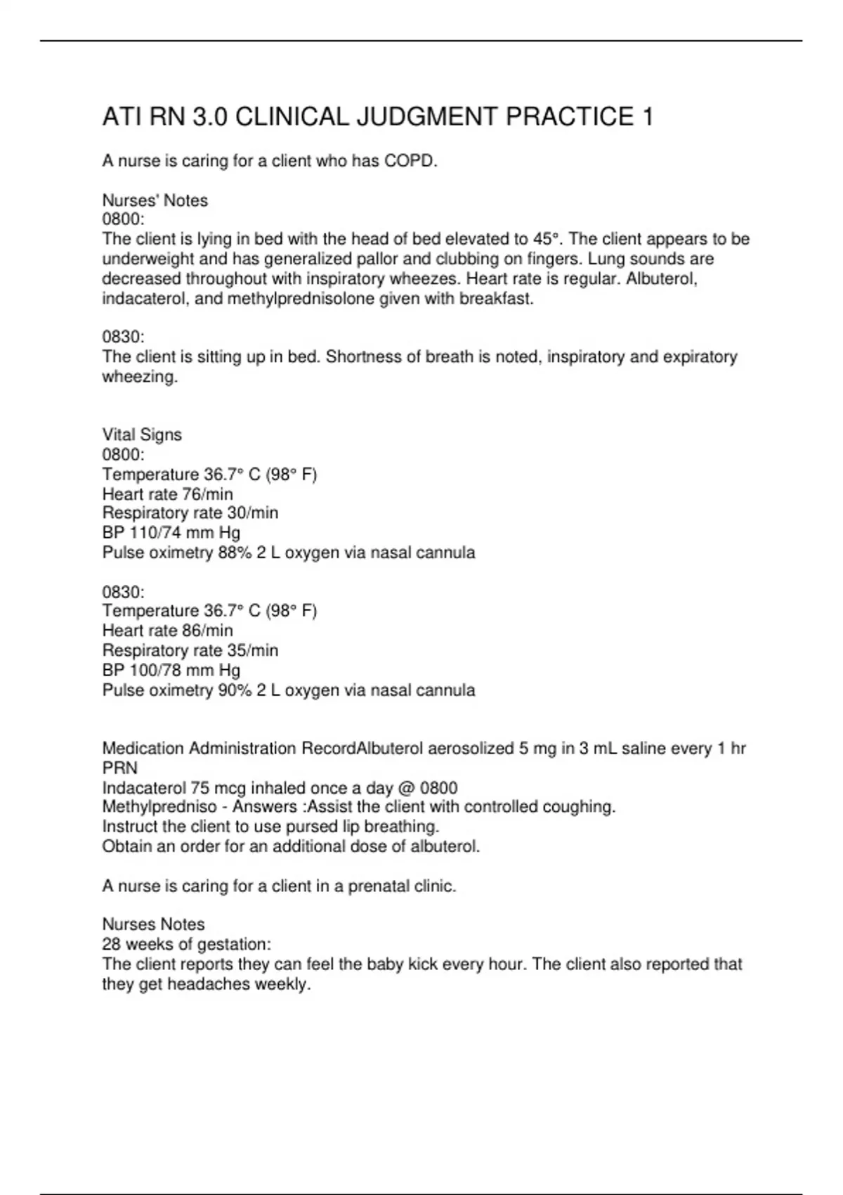 ATI RN 3.0 CLINICAL JUDGMENT PRACTICE 1 - ATI RN 3.0 CLINICAL JUDGMENT ...