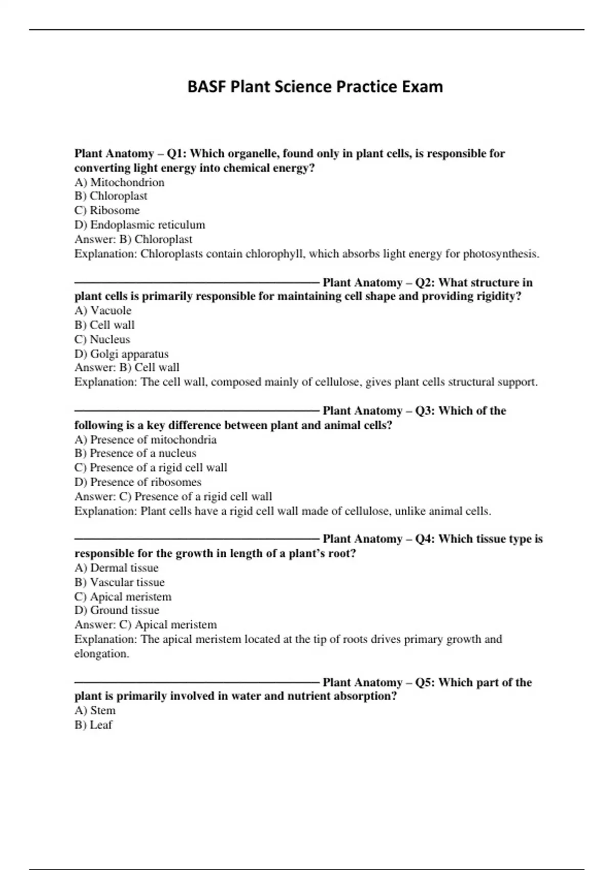 BASF Plant Science Practice Exam - Computers - Stuvia US