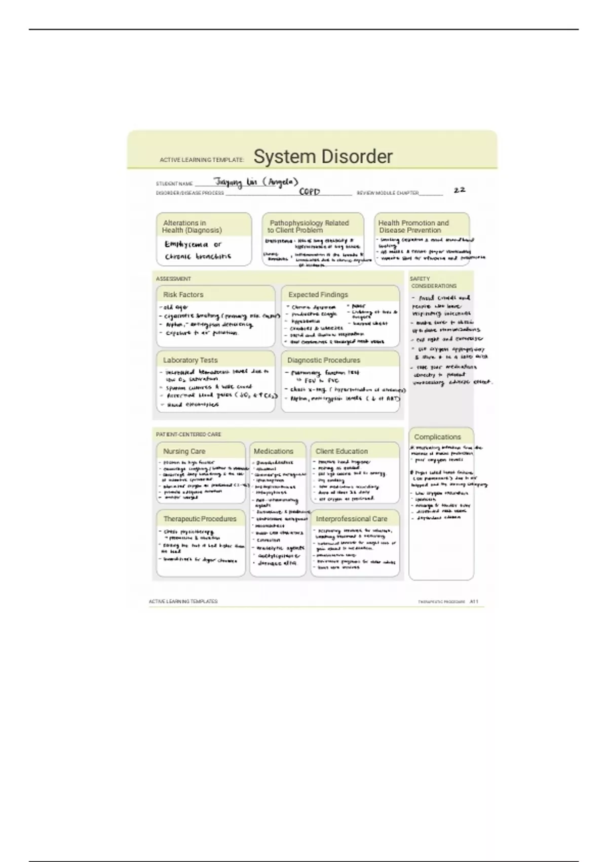 NUR 1400 COPD system disorder ATI Template - NUR 1400 Medical Surgical ...