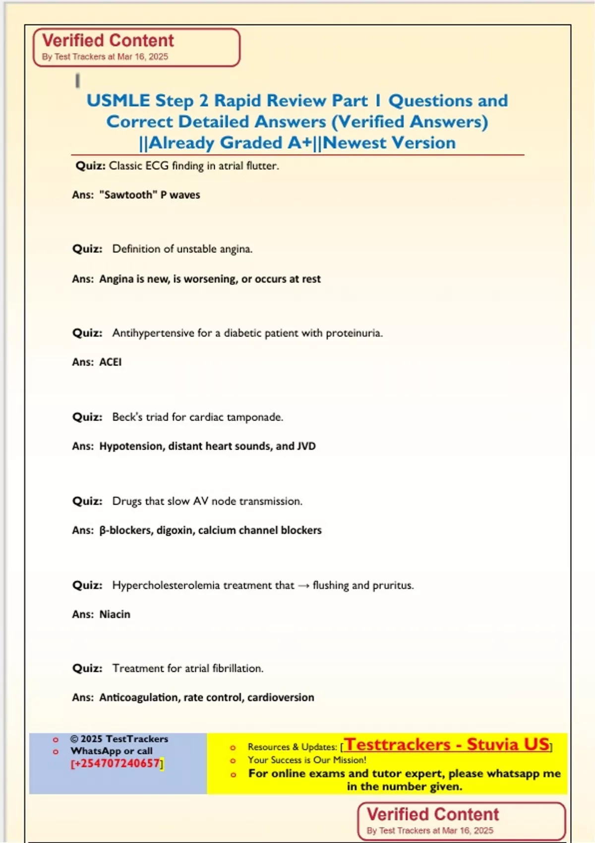 USMLE Step 2 Rapid Review Part 1 Questions and Correct Detailed Answers ...