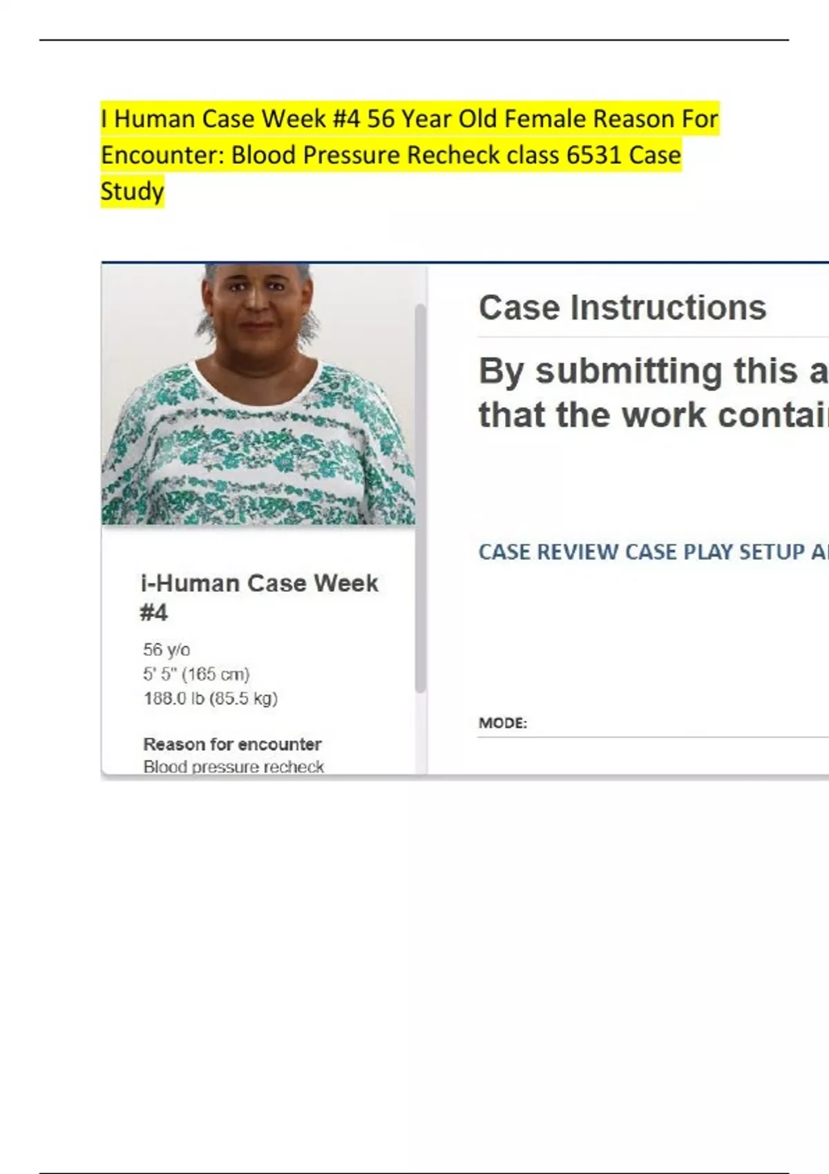 6512 I Human Case Week #7 A 56 Year Old Female With Blood Pressure ...