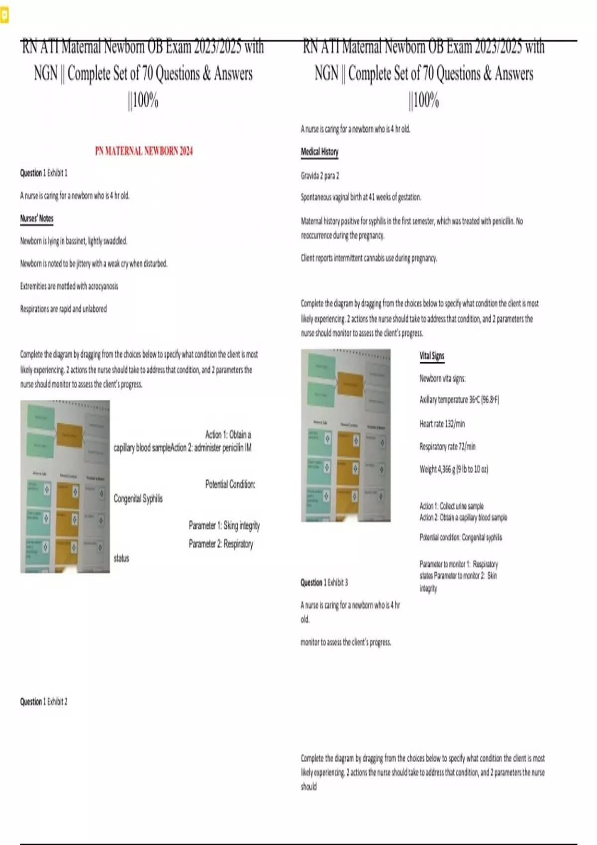 RN ATI Maternal Newborn OB Exam 2023/2025 with NGN || Complete Set of ...