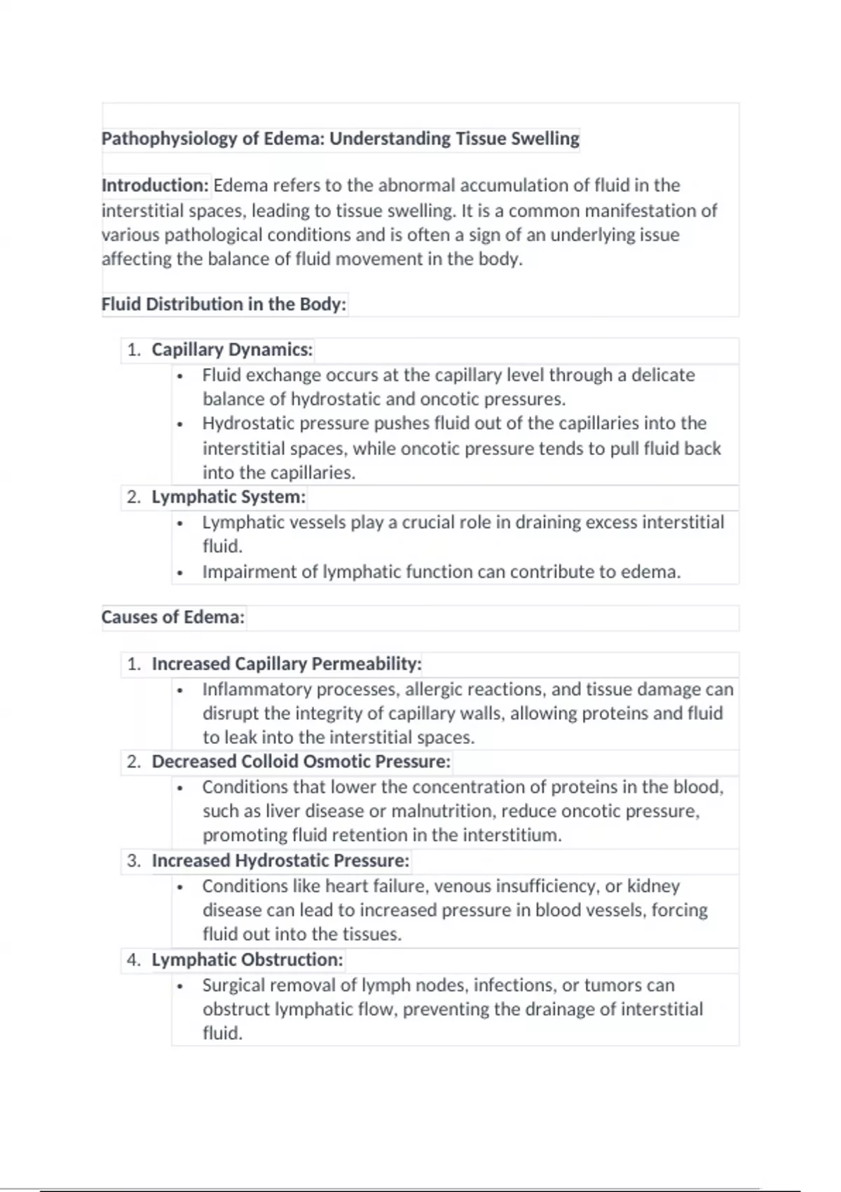 Pathophysiology of Edema Understanding Tissue Swelling ...