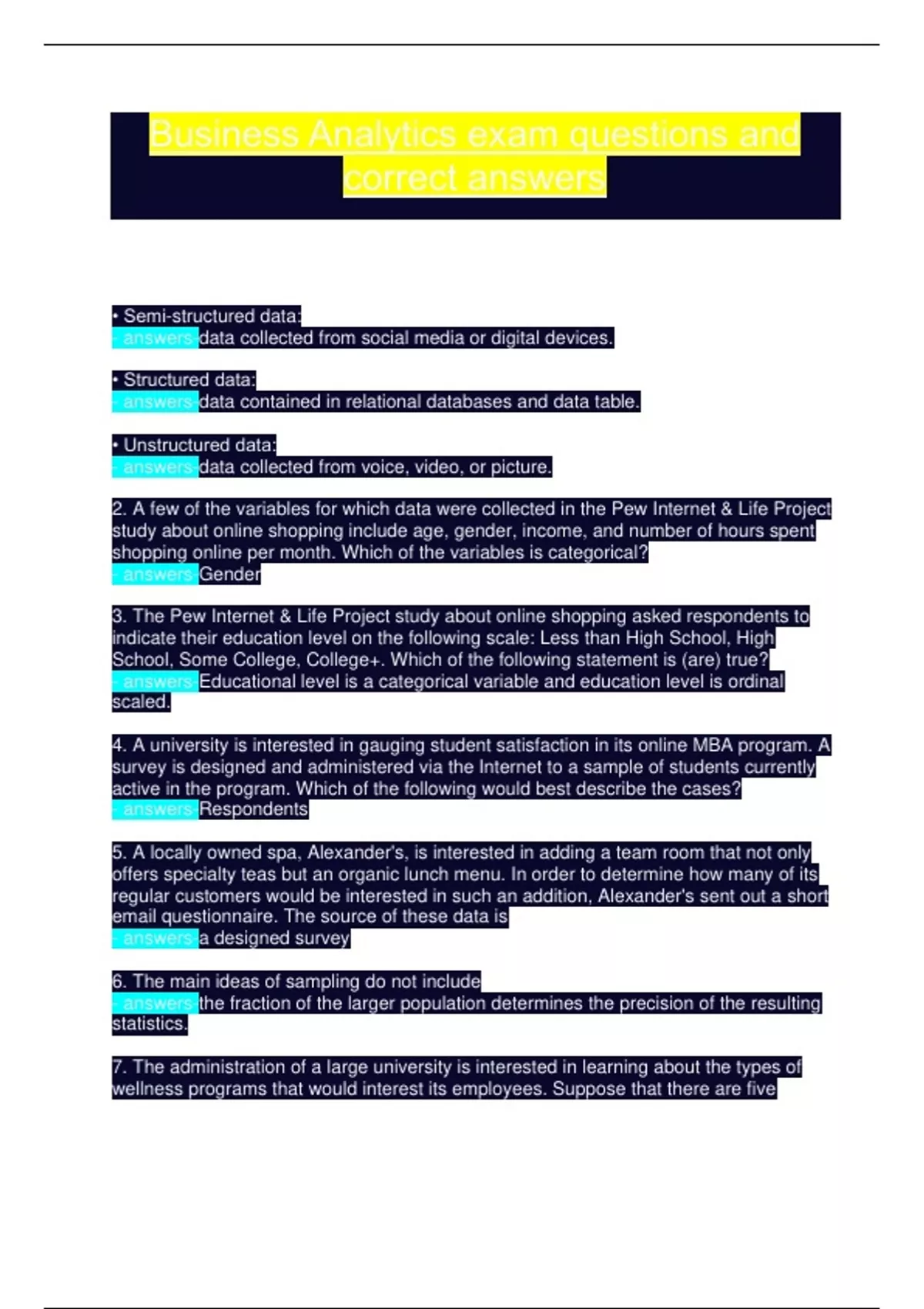 Business Analytics Exam 2025: Comprehensive Study Guide with Practice ...