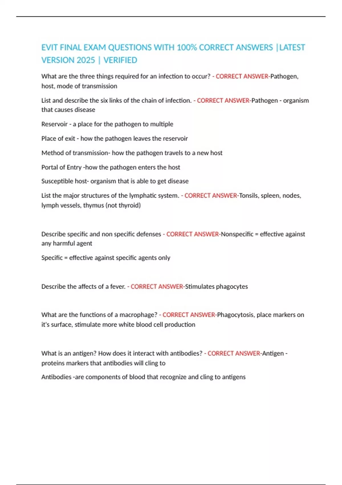 EVIT FINAL EXAM QUESTIONS WITH 100% CORRECT ANSWERS |LATEST VERSION ...