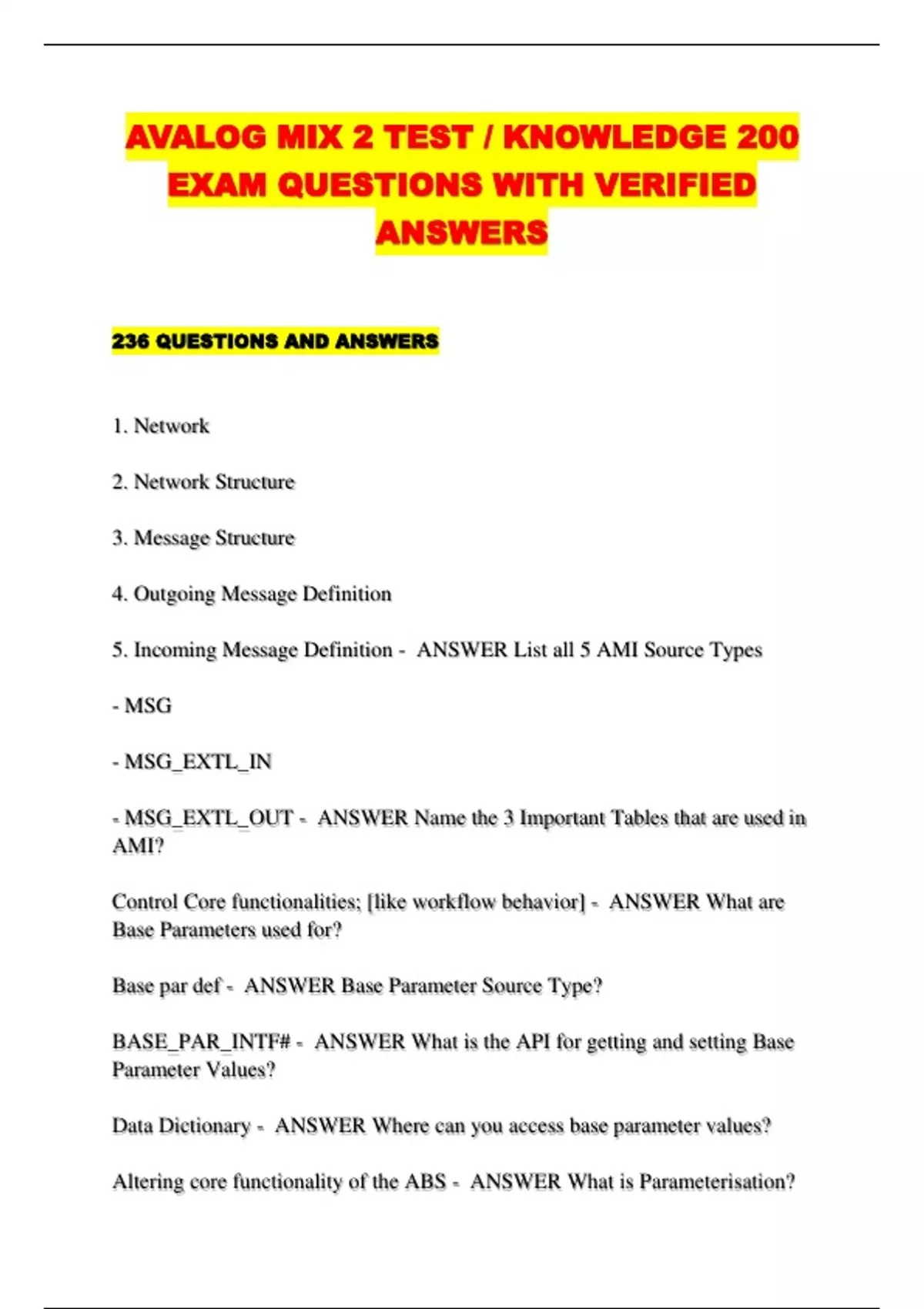AVALOG MIX 2 TEST / KNOWLEDGE 200 EXAM QUESTIONS WITH VERIFIED ANSWERS ...