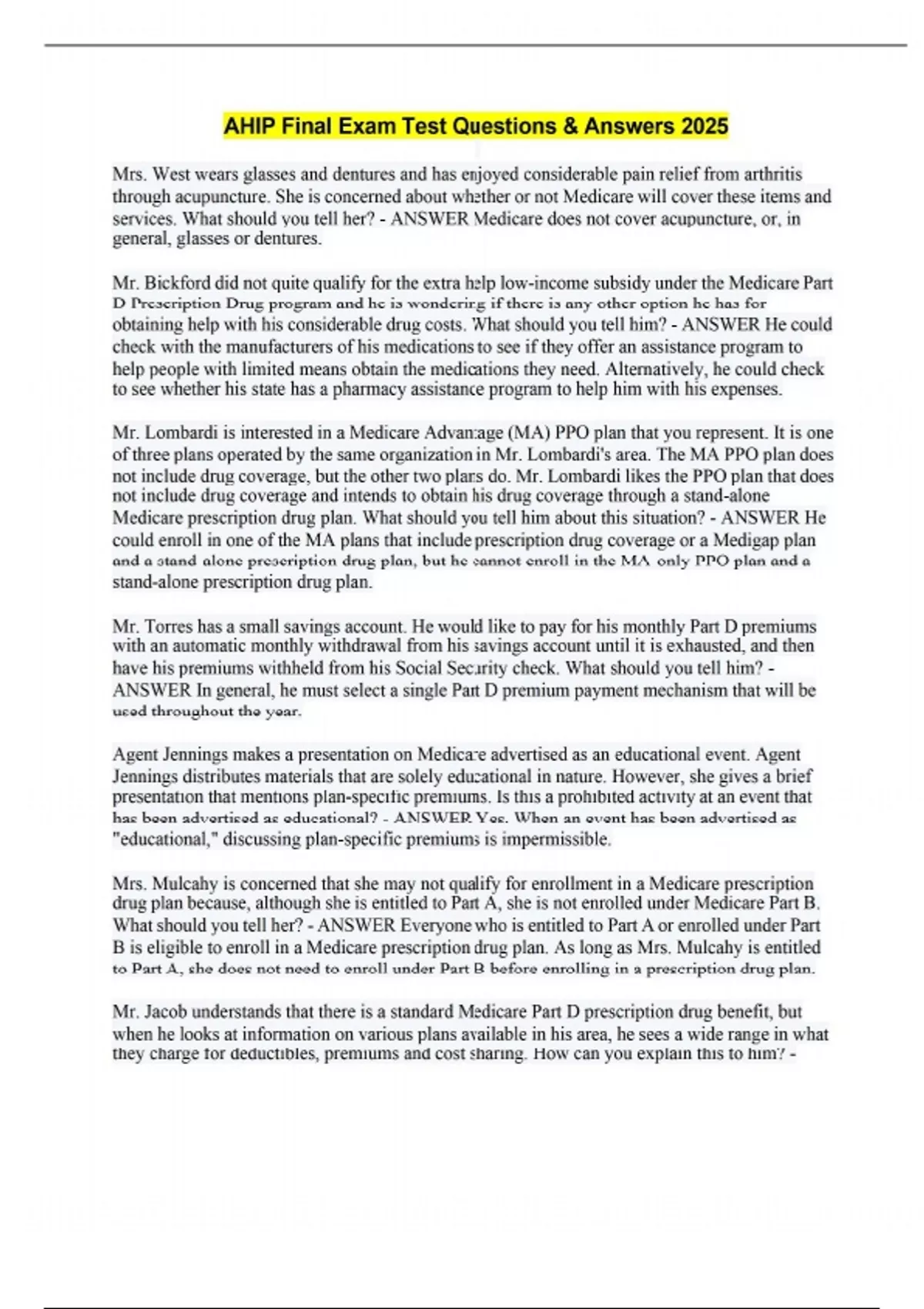 AHIP Final Exam Test Questions & Answers 2025 - Ahip - Stuvia US