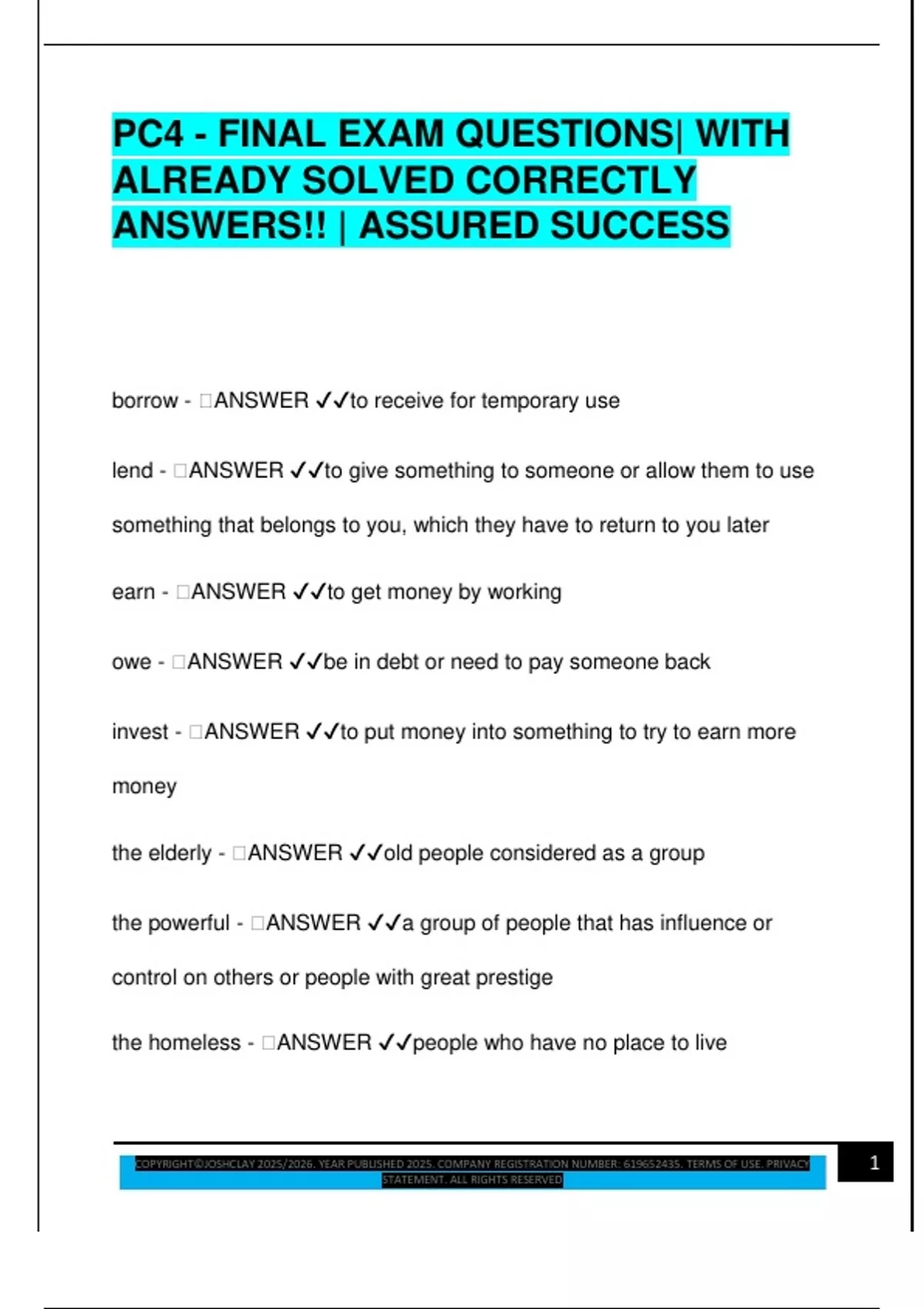 PC4 - FINAL EXAM QUESTIONS| WITH ALREADY SOLVED CORRECTLY ANSWERS!! | ASSURED SUCCESS - PC ...