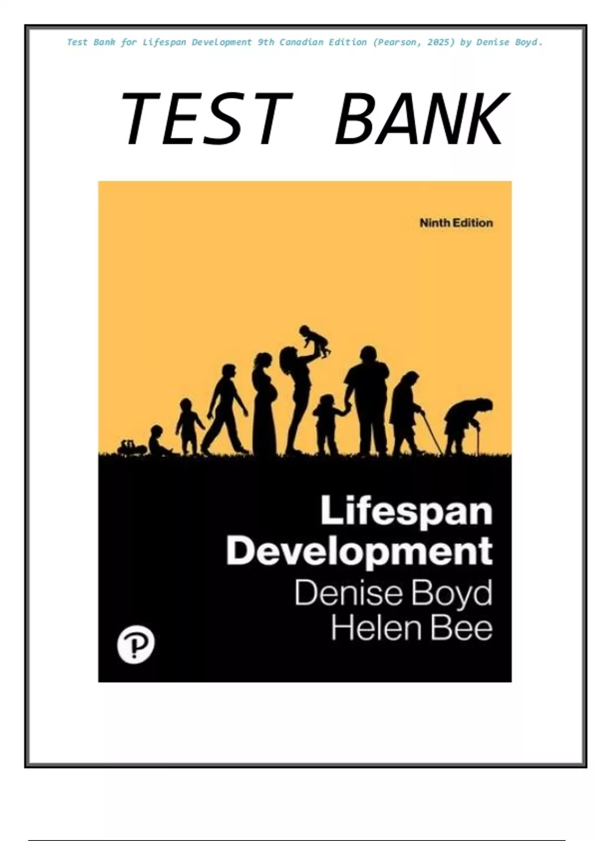 Test Bank for Lifespan Development 9th Canadian Edition (Pearson, 2025 ...