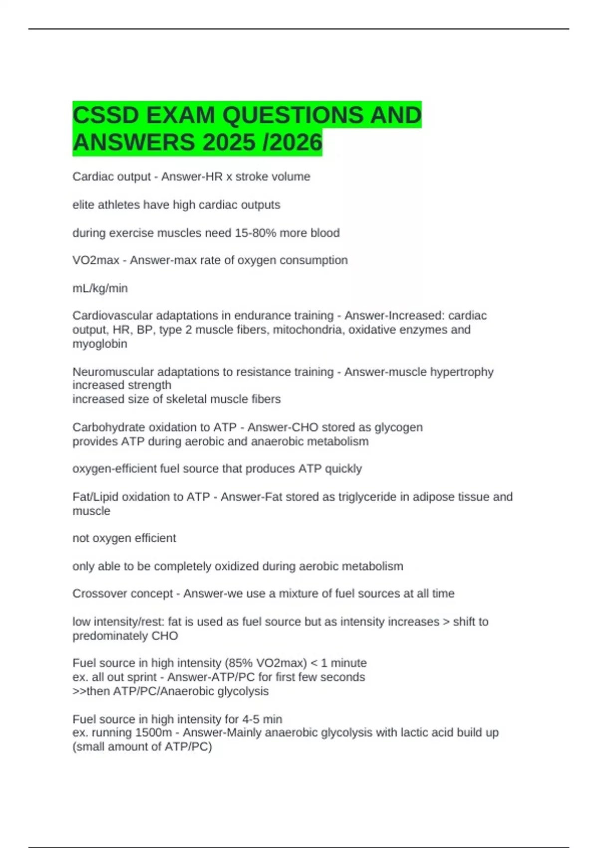 CSSD EXAM QUESTIONS AND ANSWERS 2025 /2026 - CSSD - Stuvia US