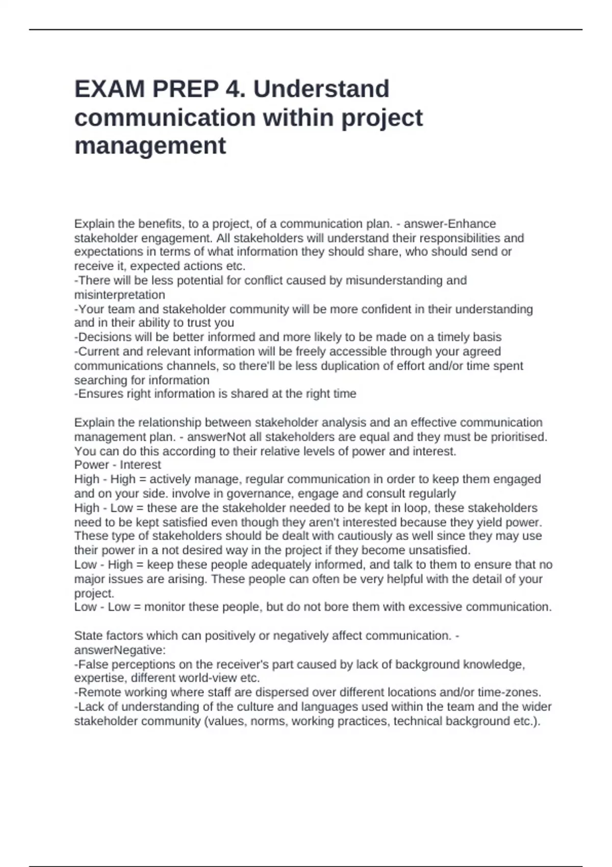 EXAM PREP 4. Understand communication within project management ...