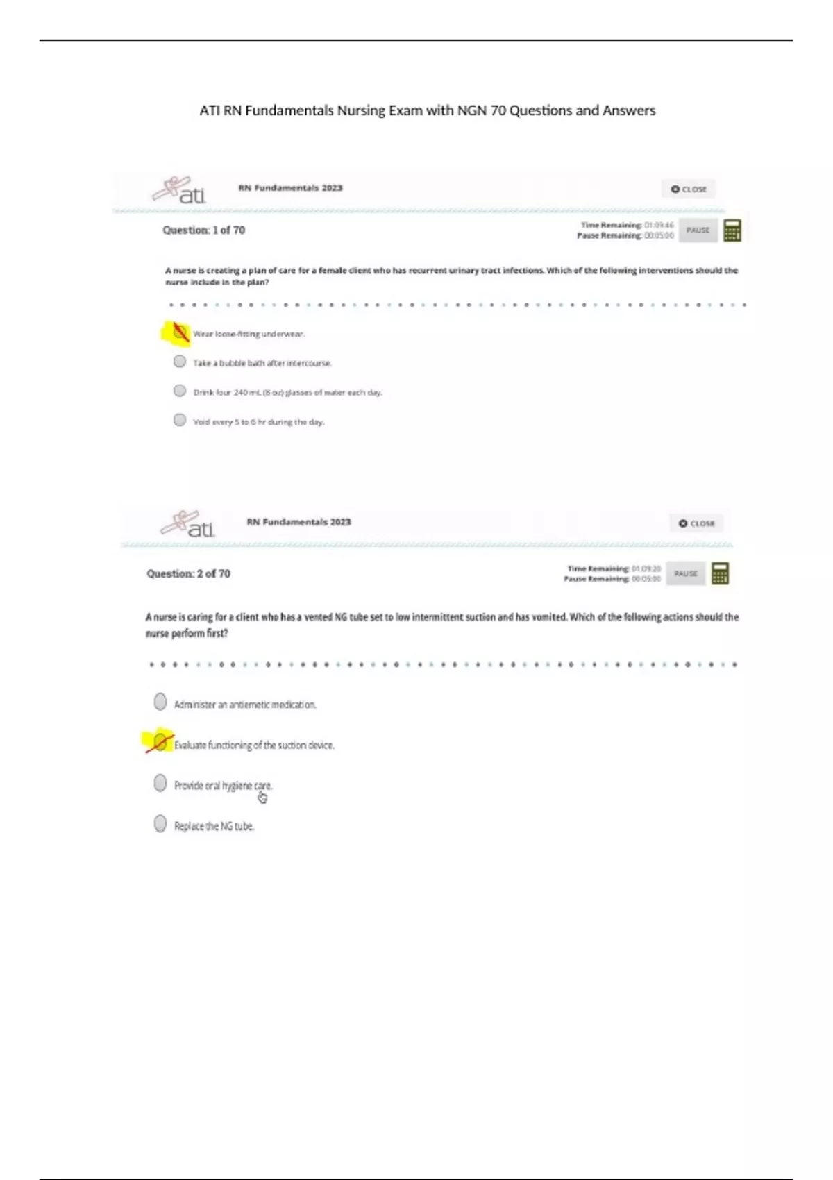 In-Depth ATI RN Fundamentals Proctored Exam 2023/2025 with NGN – 70 Real Screenshot Exam ...