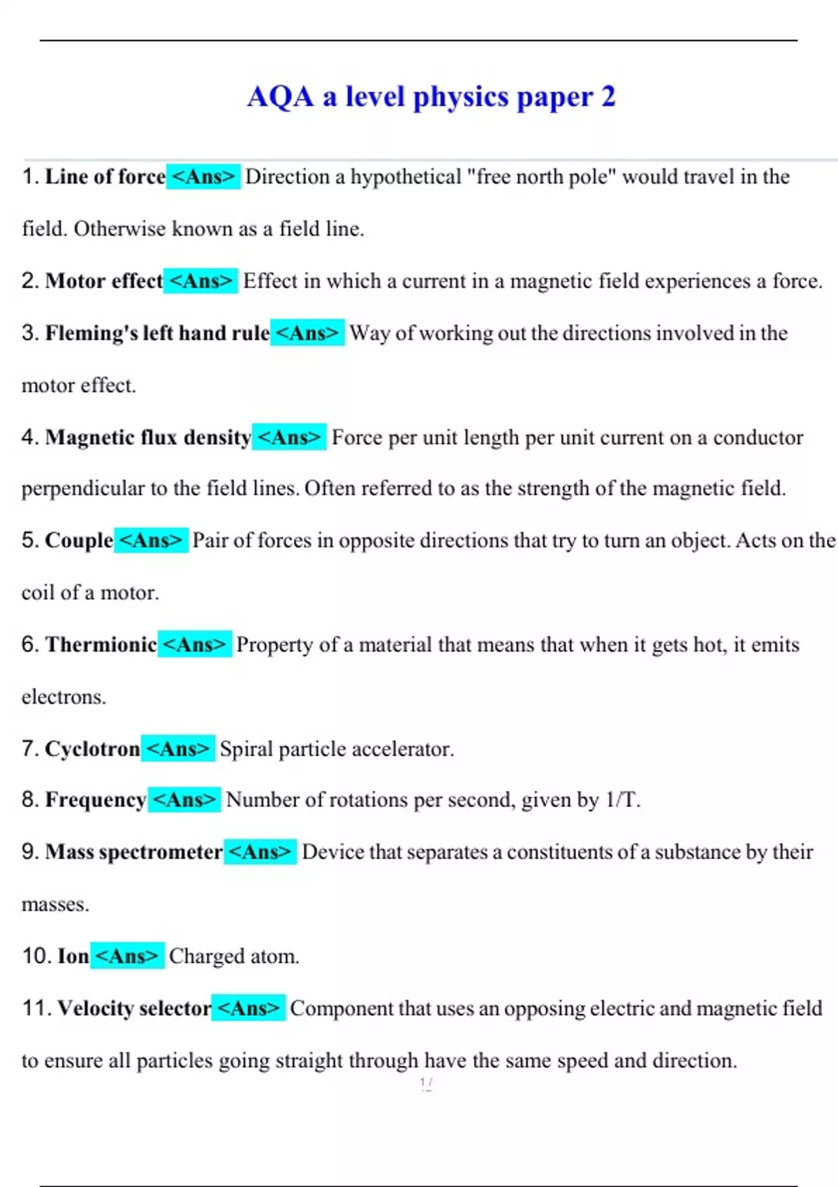 AQA A-LEVEL PHYSICS (7408/2) QUESTION PAPER 2 2025/2026 - AQA A-LEVEL ...