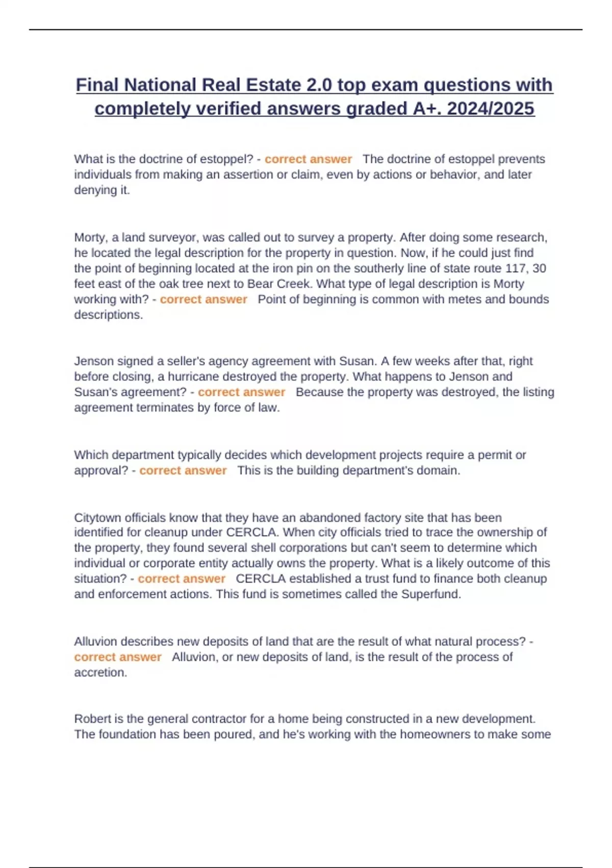 National real estate Review Exam Questions with 100% satisfaction ...