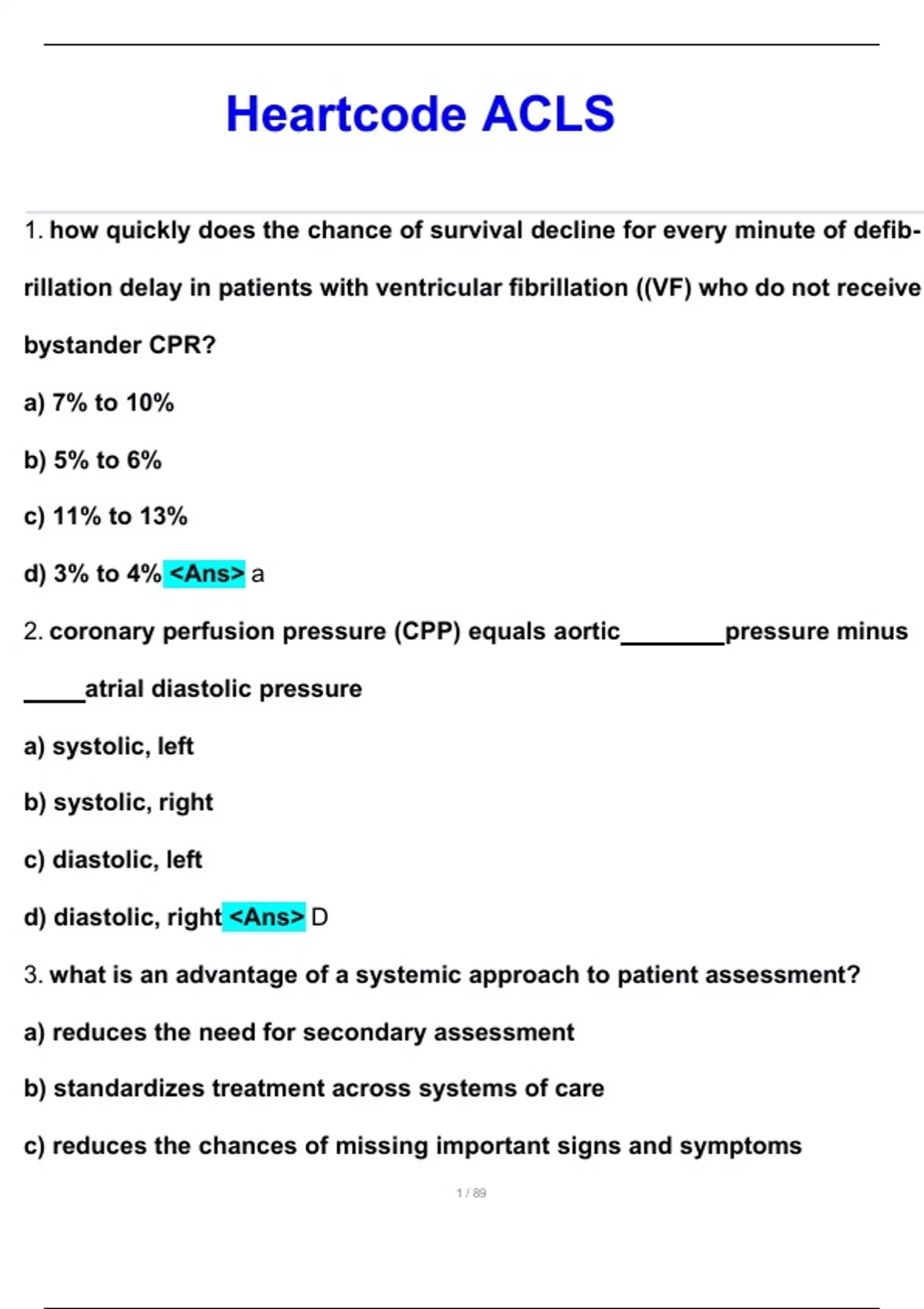 HEARTCODE ACLS ONLINE CLASS EXAM FULLY ANSWERED.2025/2026 - ACLS ...