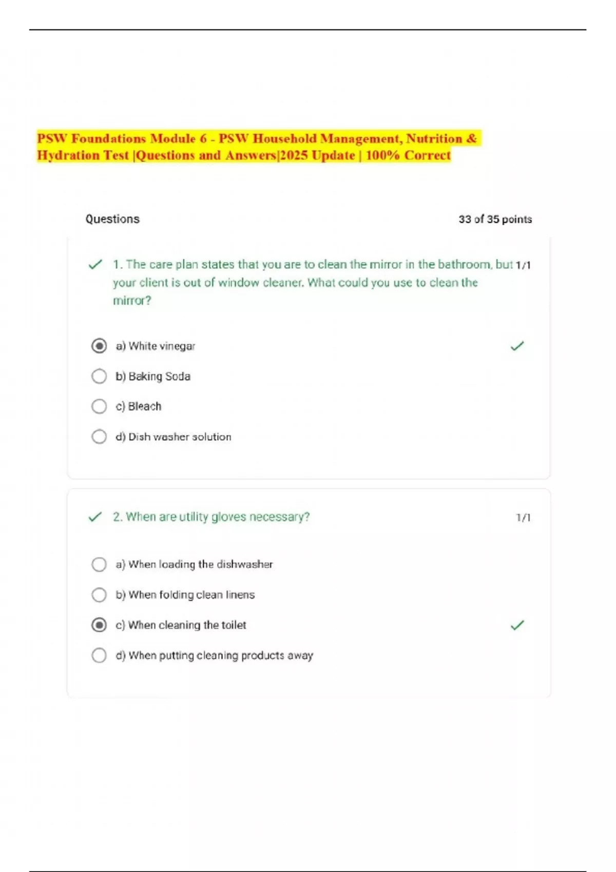 PSW Foundations Module 6 - PSW Household Management, Nutrition ...