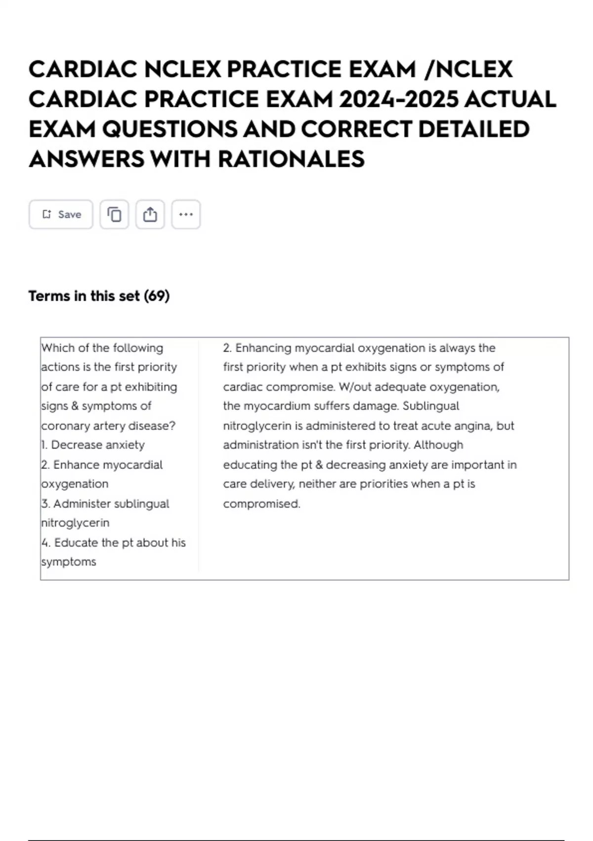 CARDIAC NCLEX PRACTICE EXAM /NCLEX CARDIAC PRACTICE EXAM ACTUAL EXAM ...